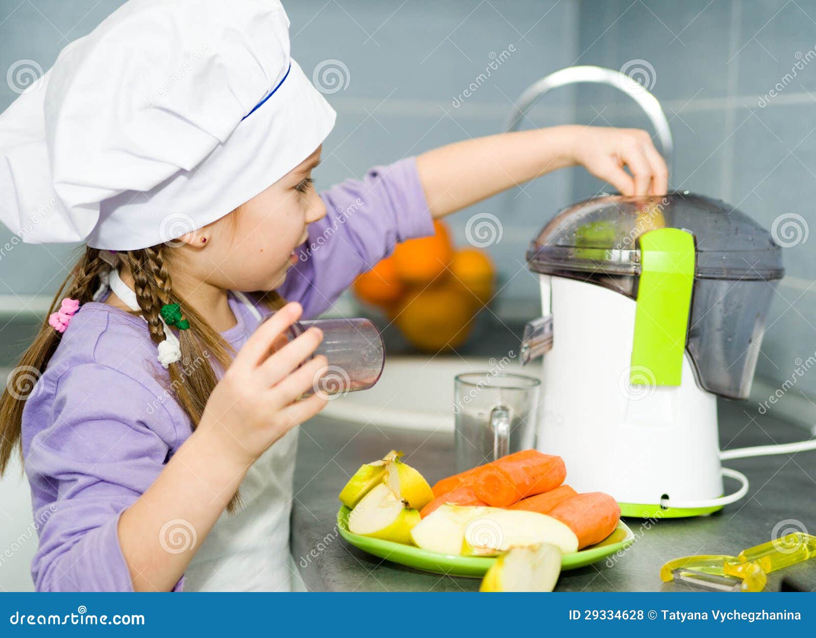 Girl making fresh juice stock photo. Image of drink, carrot - 29334628