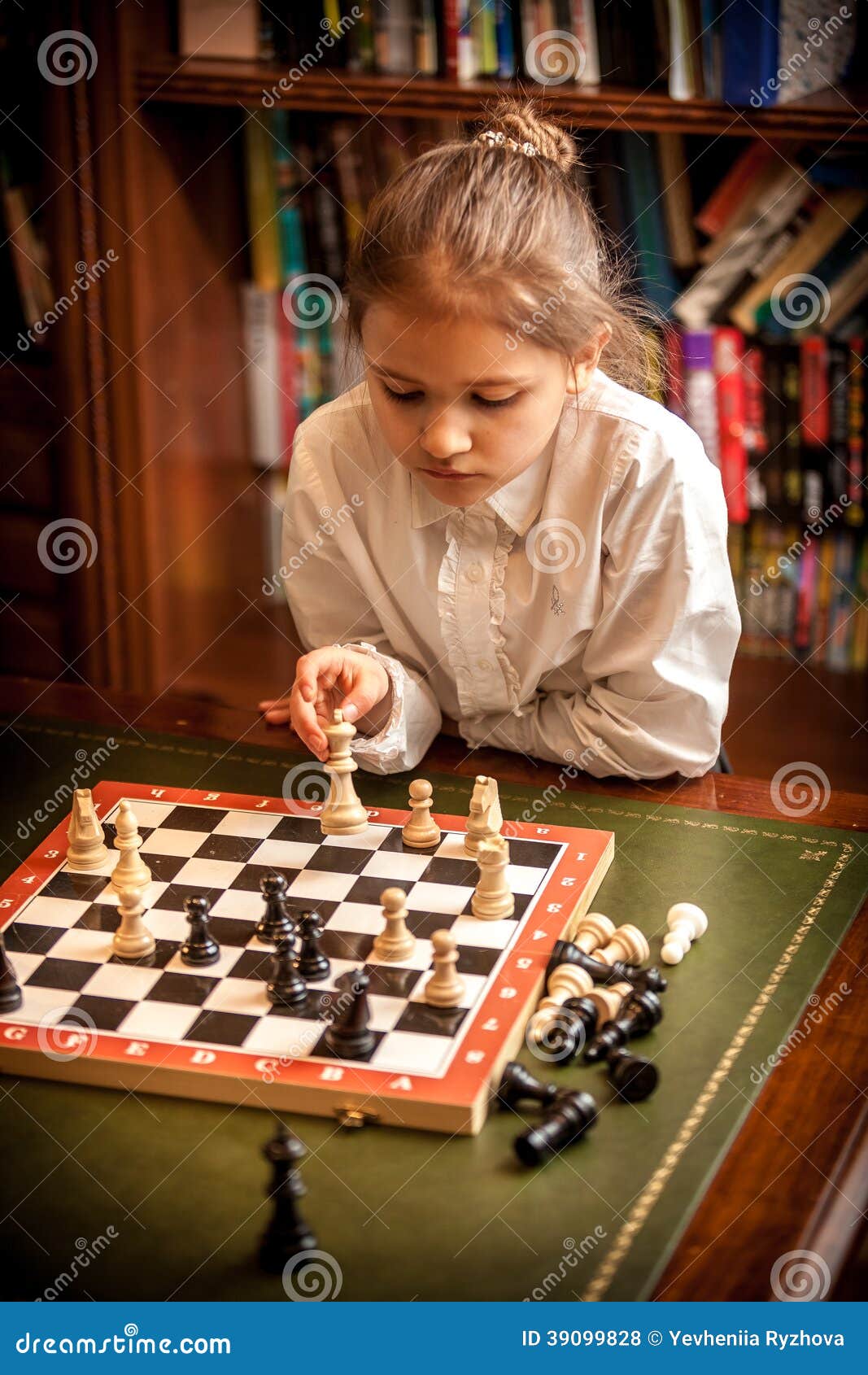Girl Making Move on Chess Board Stock Photo - Image of closeup, game ...