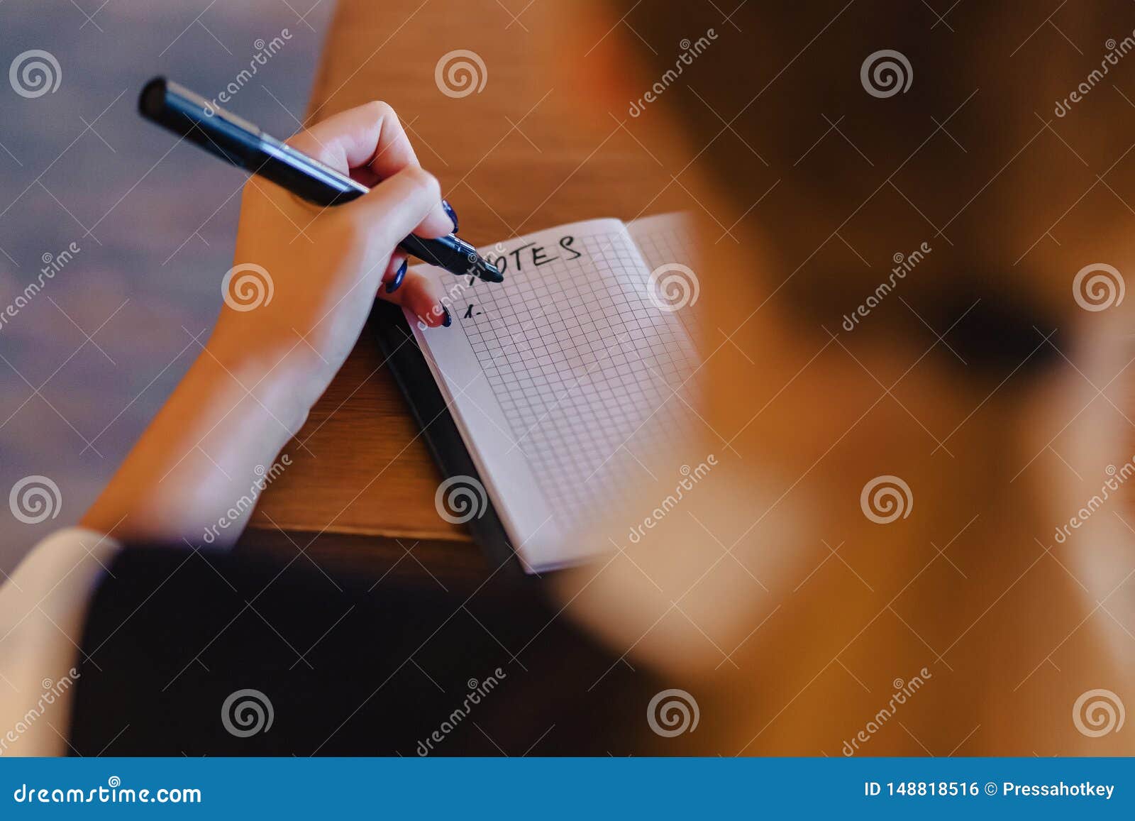 Girl Making Notes on Paper, Clean Space Stock Photo - Image of desk ...