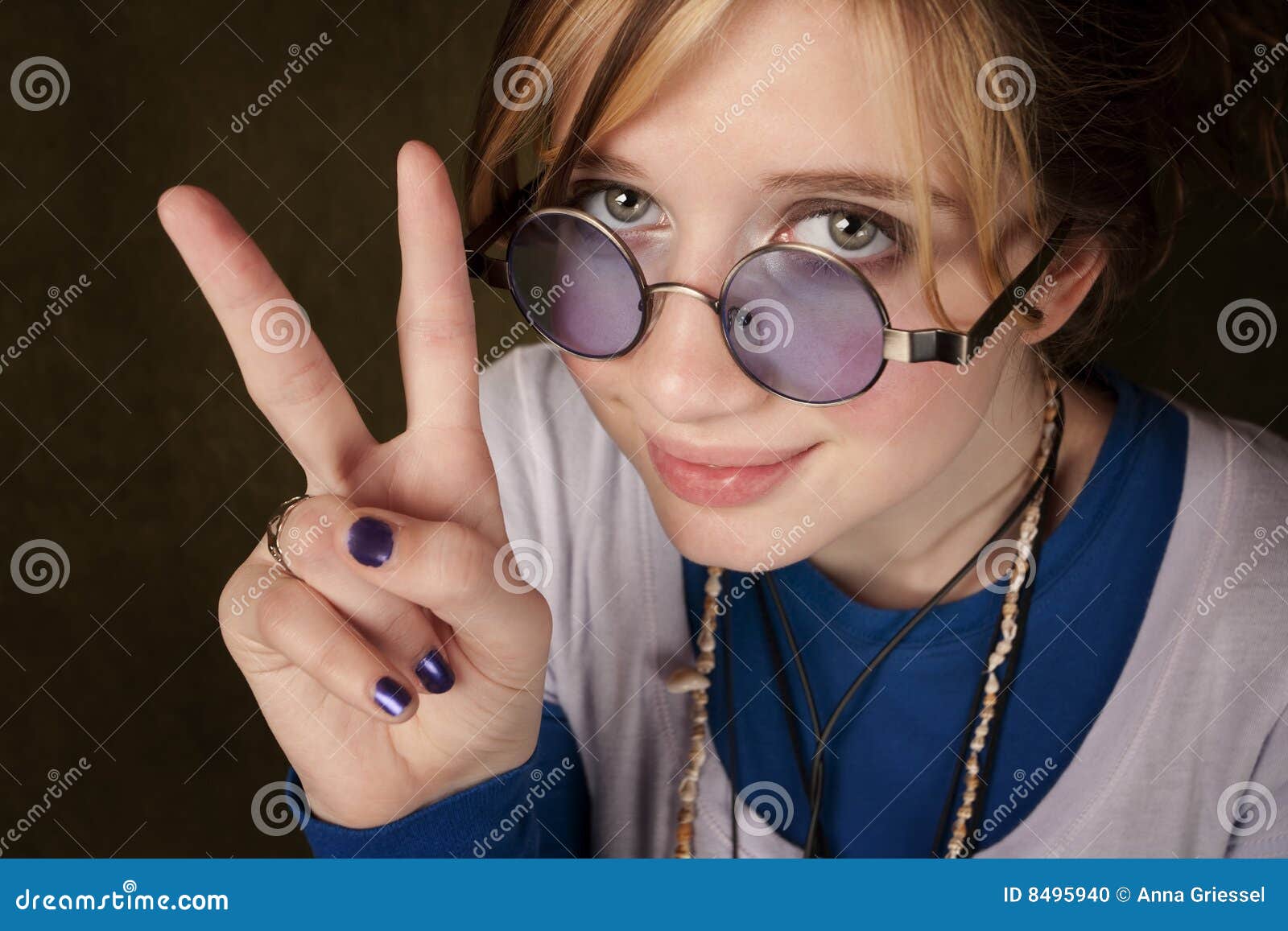 Girl Making Peace Sing stock photo. Image of gesture, peace - 8495940