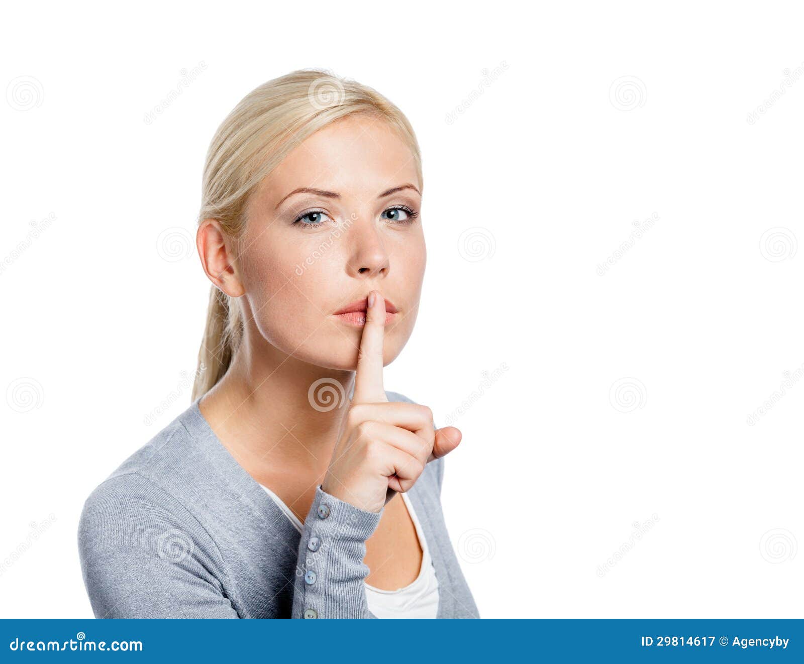 Girl Making Silence Gesture Stock Image - Image of demonstrate ...