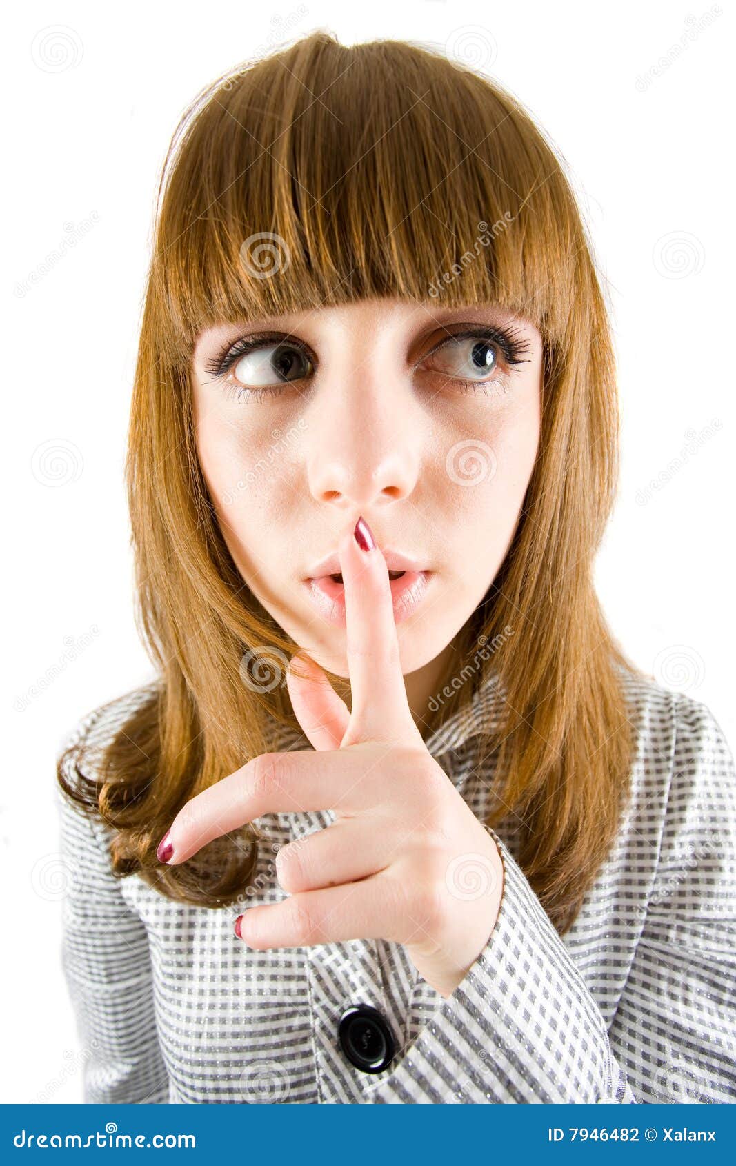 Girl making silence sign stock photo. Image of attractive - 7946482