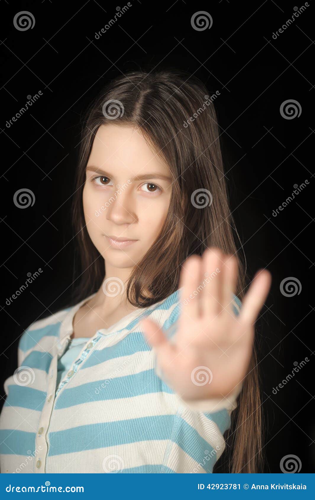 Girl making stop gesture stock image. Image of forbid - 42923781