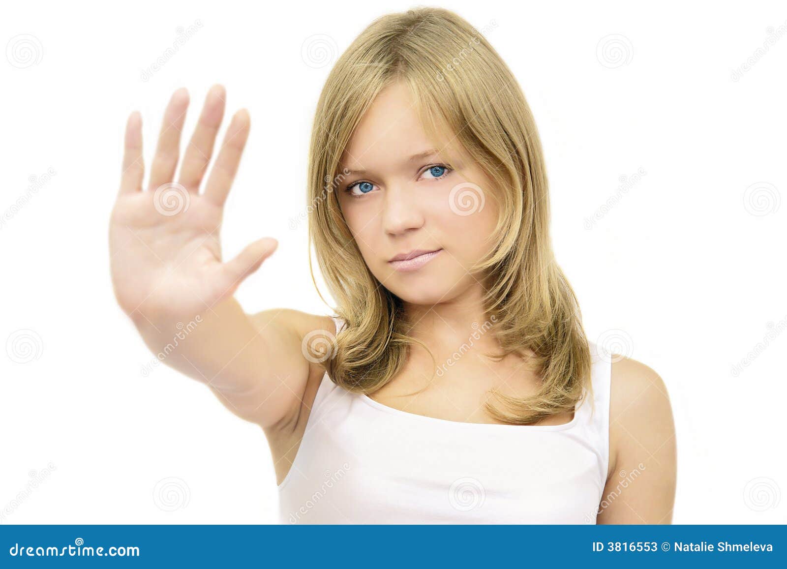 Girl making stop sign stock image. Image of negative, attractive - 3816553
