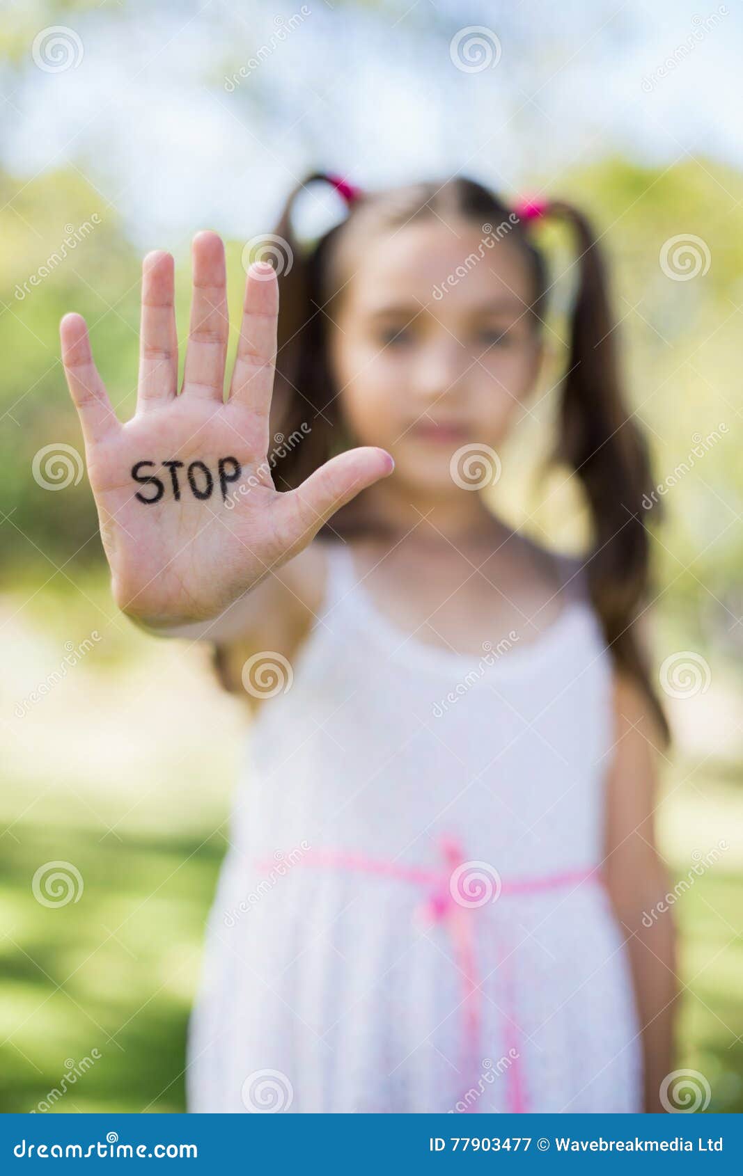 Girl Making Stop Sign with Her Hand Stock Image - Image of outdoors ...
