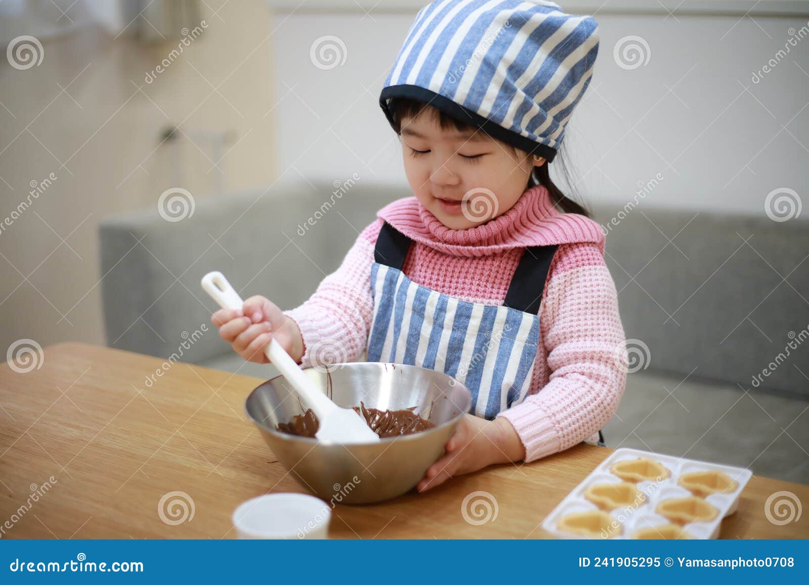 Girl making sweets stock image. Image of cute, copy - 241905295