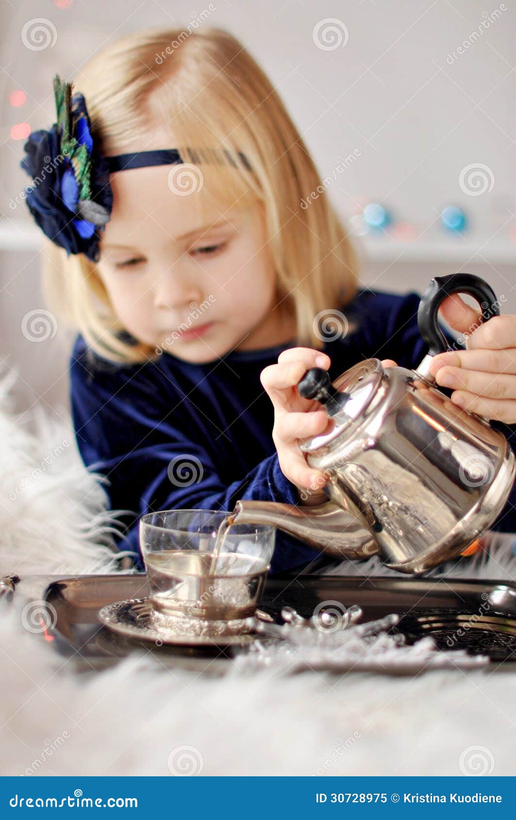 Girl making tea stock image. Image of little, acessories - 30728975