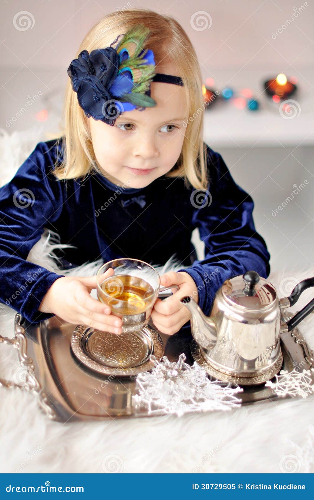 Girl making tea stock image. Image of pretty, blue, girl - 30729505