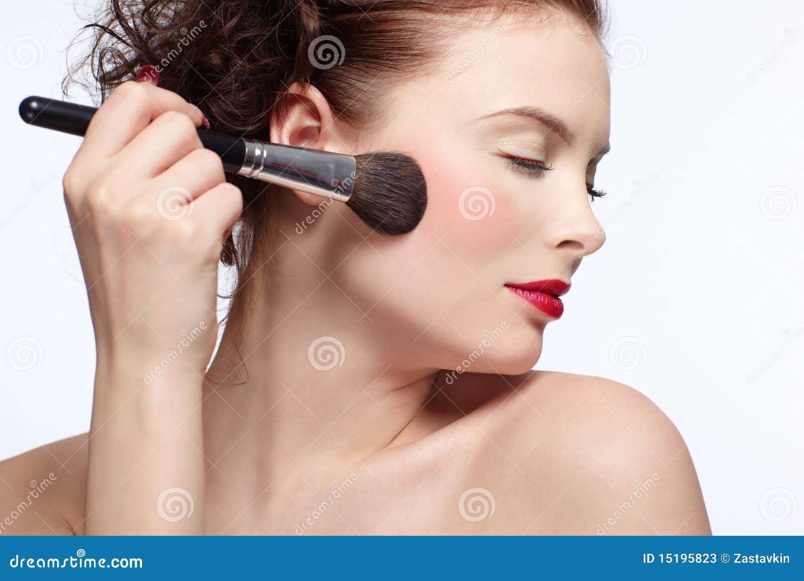 Girl making up stock image. Image of shoulder, girl, fashion - 15195823