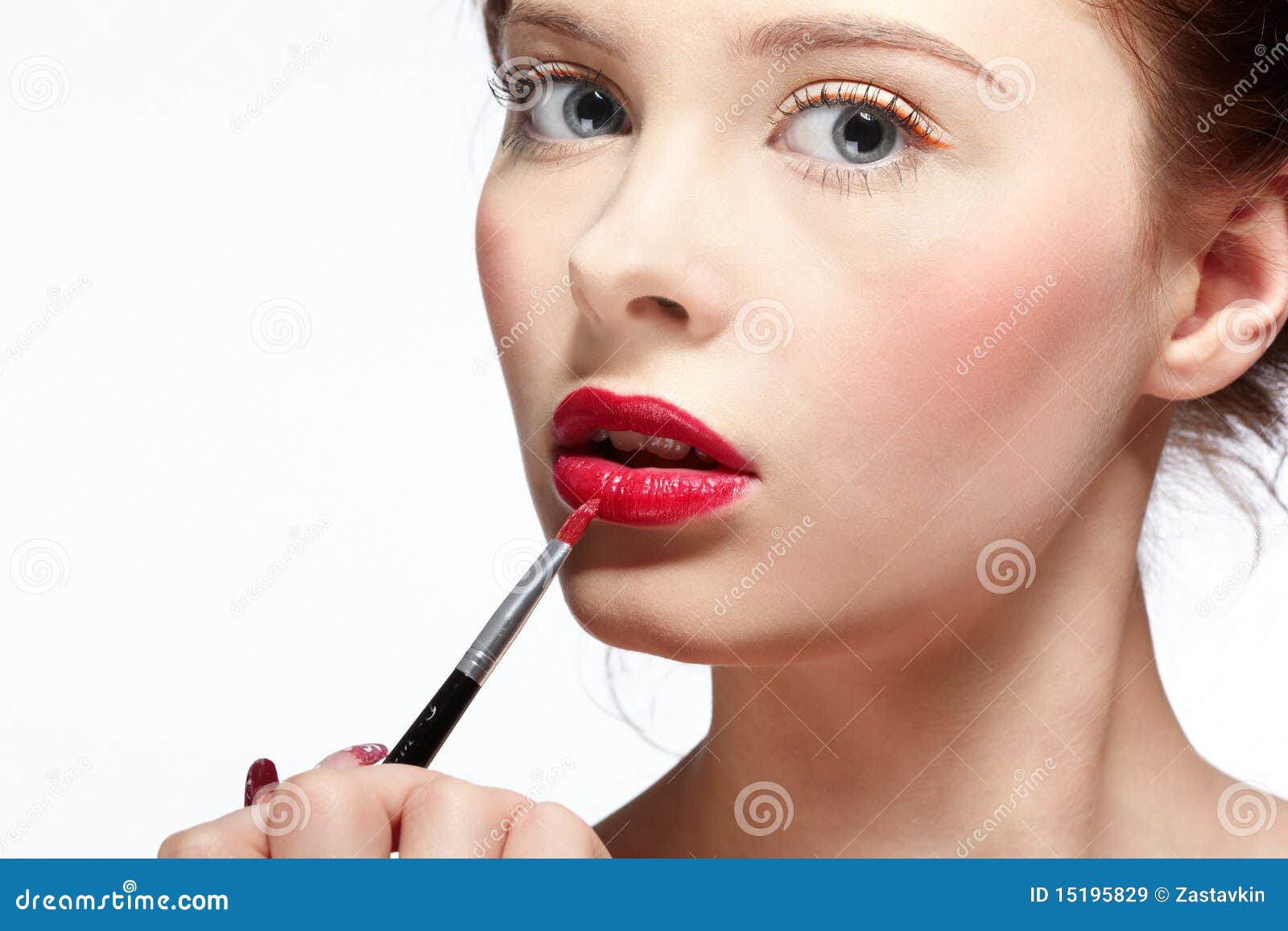 Girl making up stock image. Image of tender, expression - 15195829