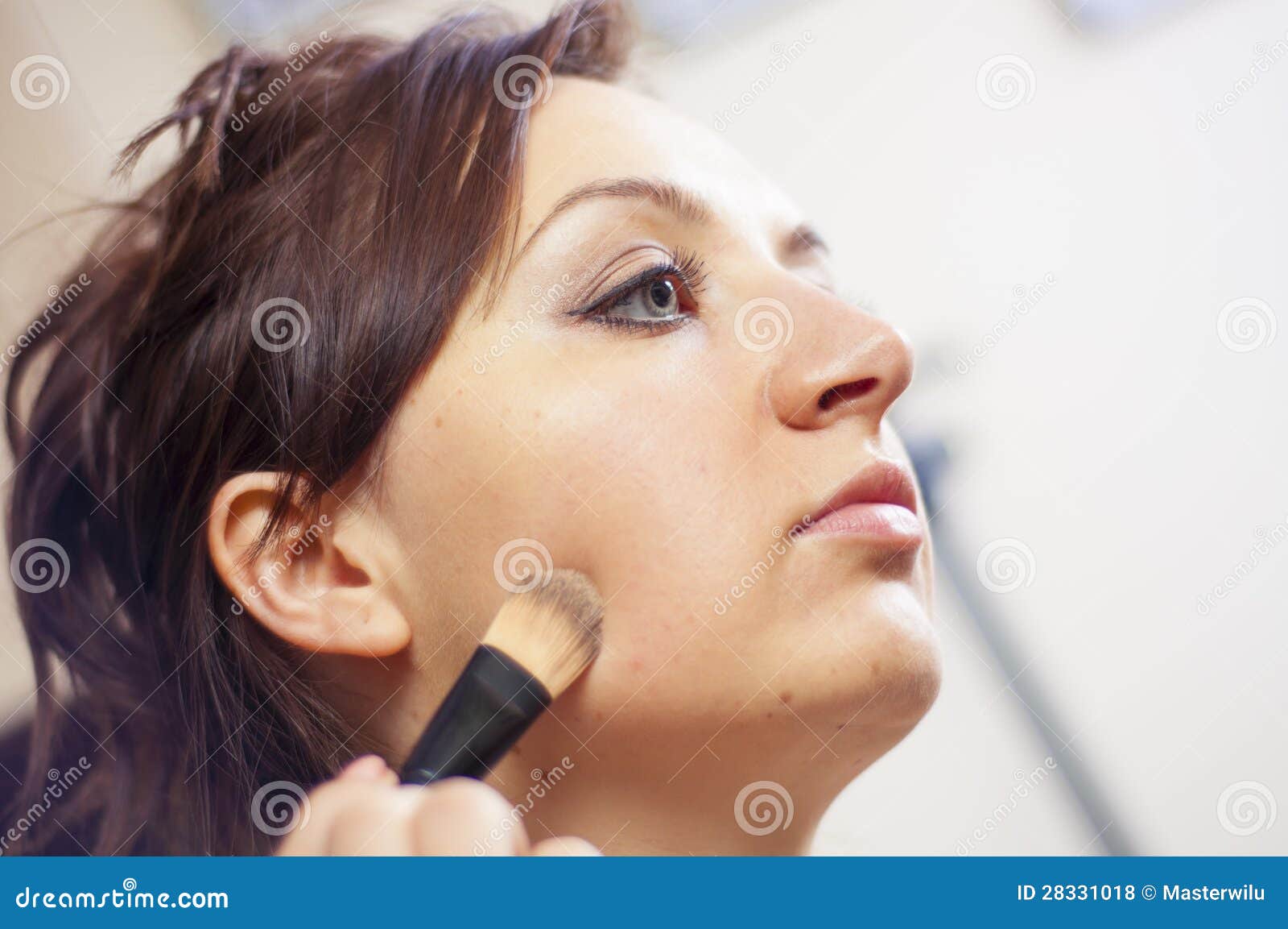 Girl making up stock photo. Image of makeup, apply, applying - 28331018