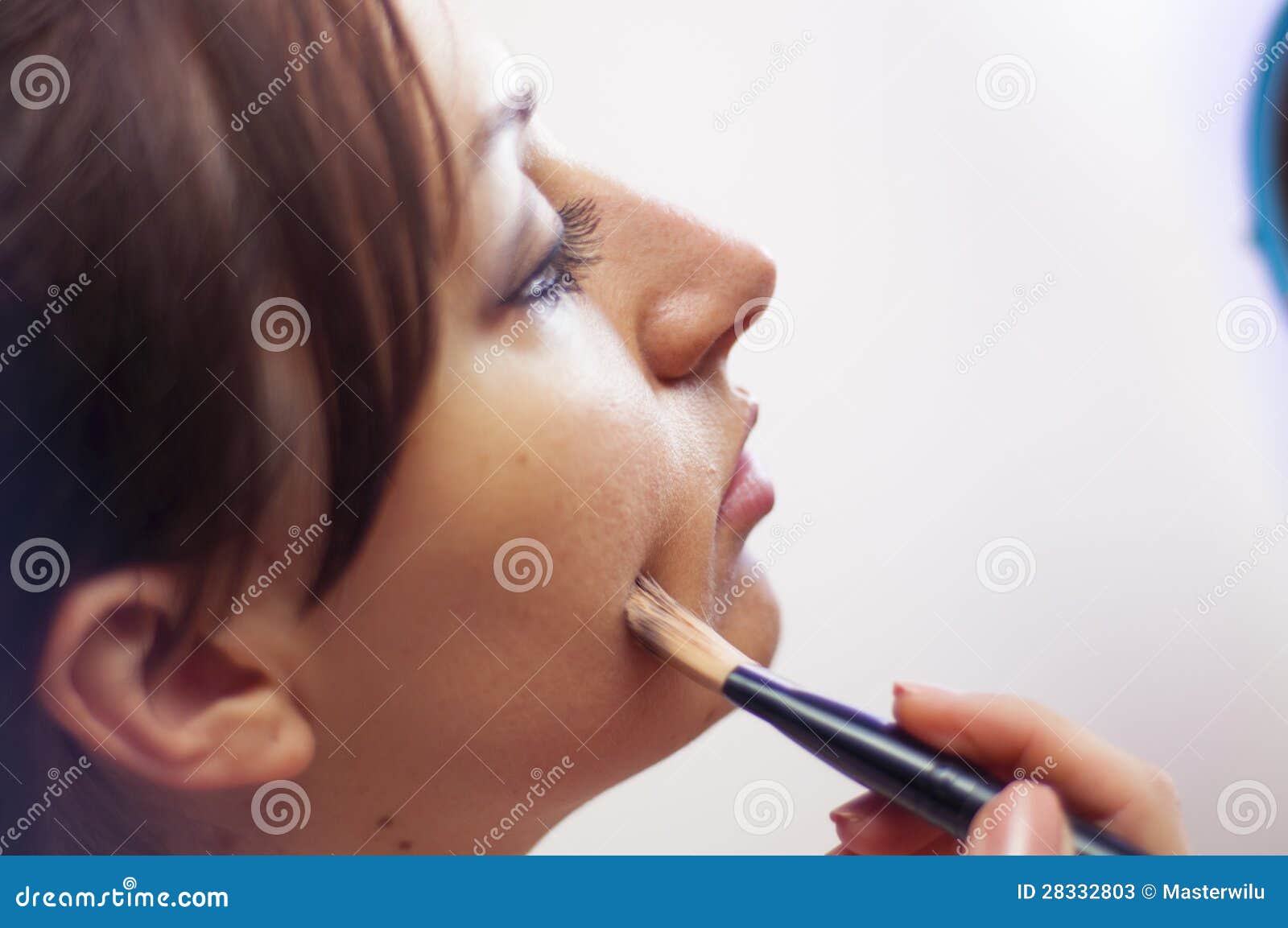 Girl making up stock image. Image of lips, apply, black - 28332803