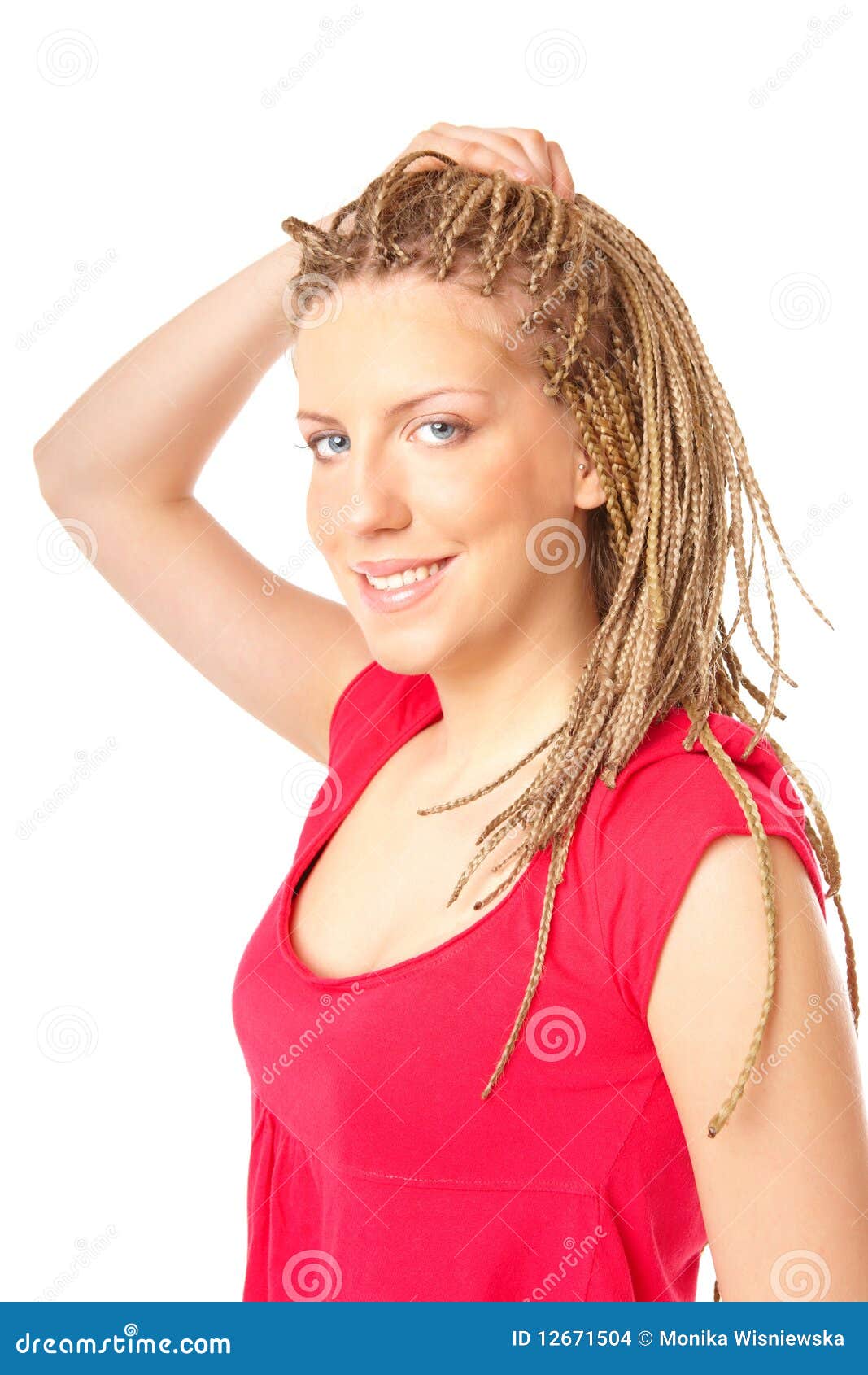 Girl many plaits hairstyle stock photo. Image of color - 12671504