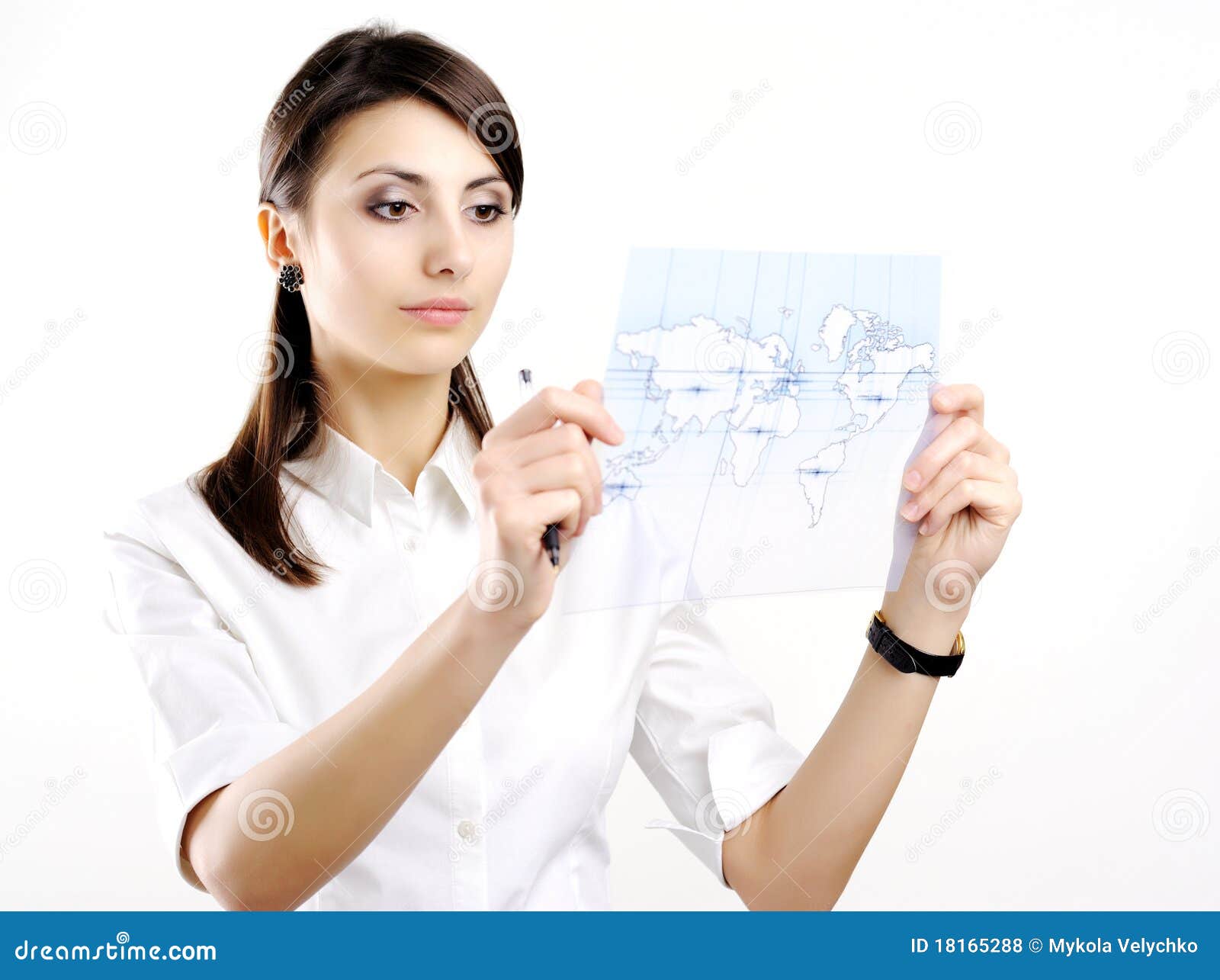 Girl with map stock photo. Image of europe, monitor, person - 18165288