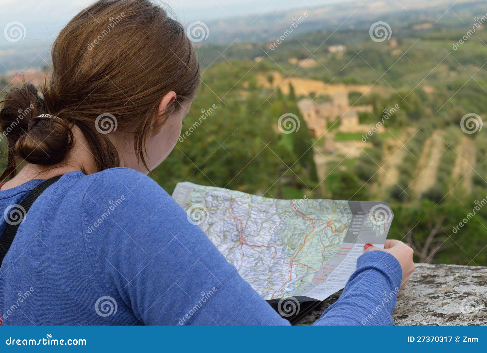 Girl with map stock image. Image of vacation, dress, cute - 27370317