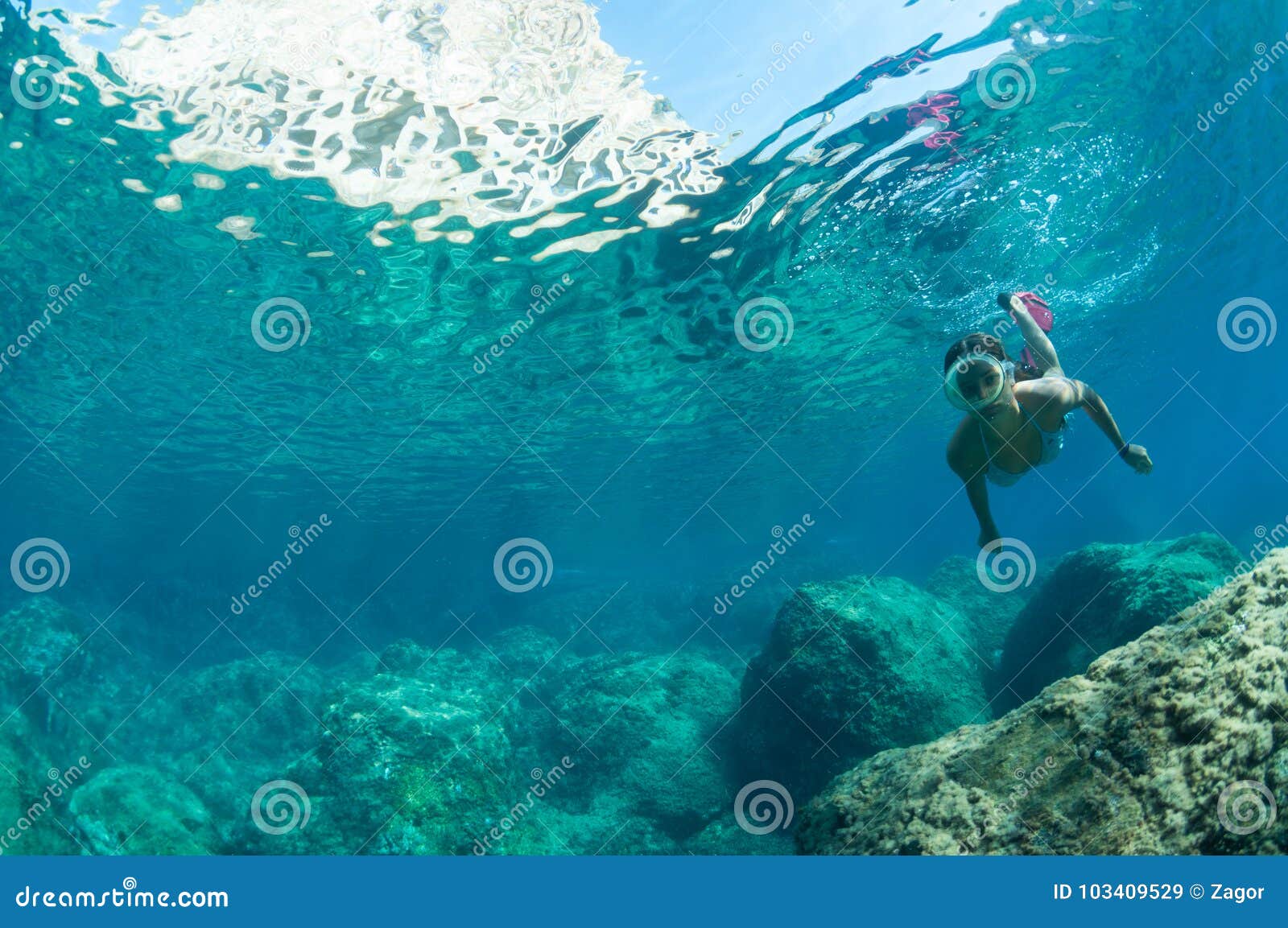 Exploring underwater stock image. Image of swim, blue - 103409529