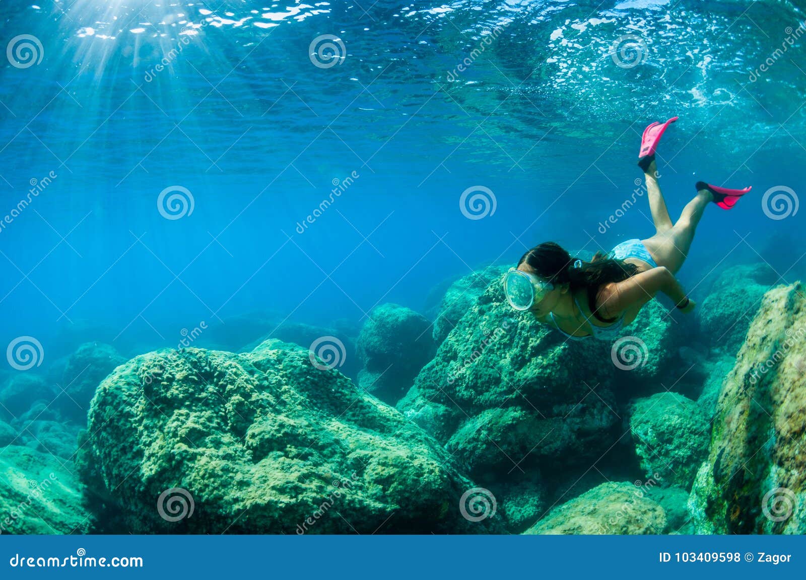 Exploring underwater stock photo. Image of mediterranean - 103409598