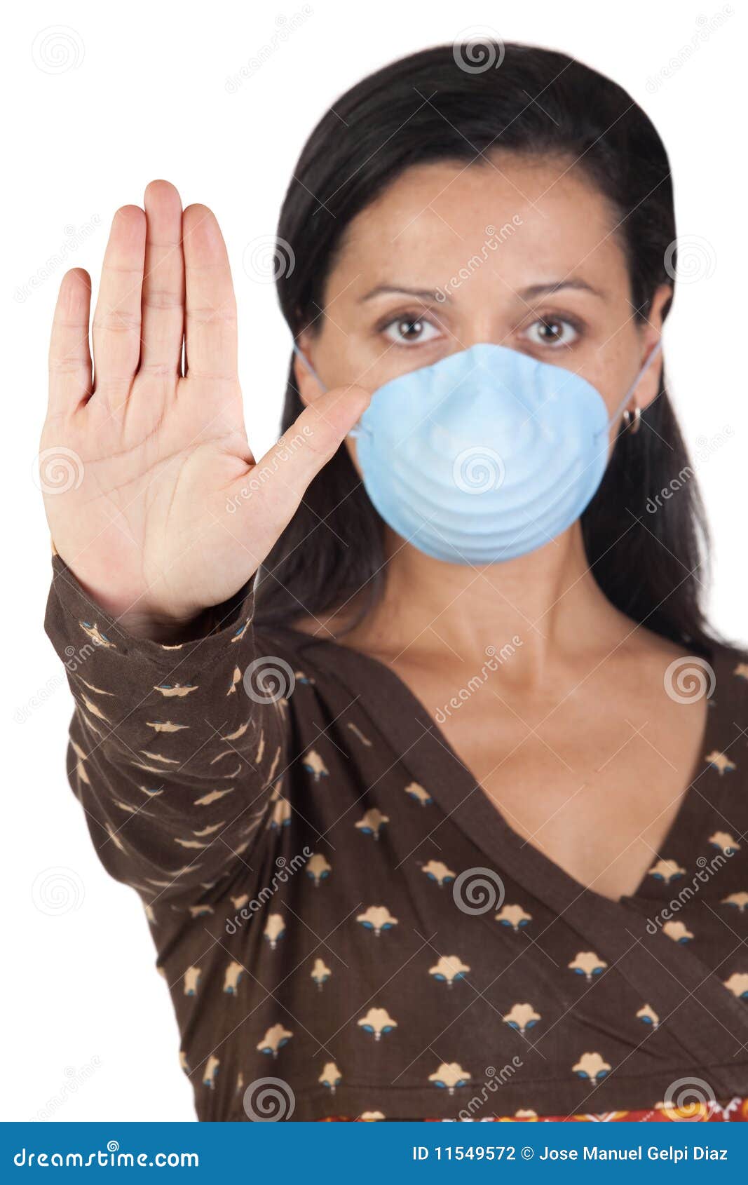Girl with Mask Stopping Influenza a Stock Photo - Image of hand ...