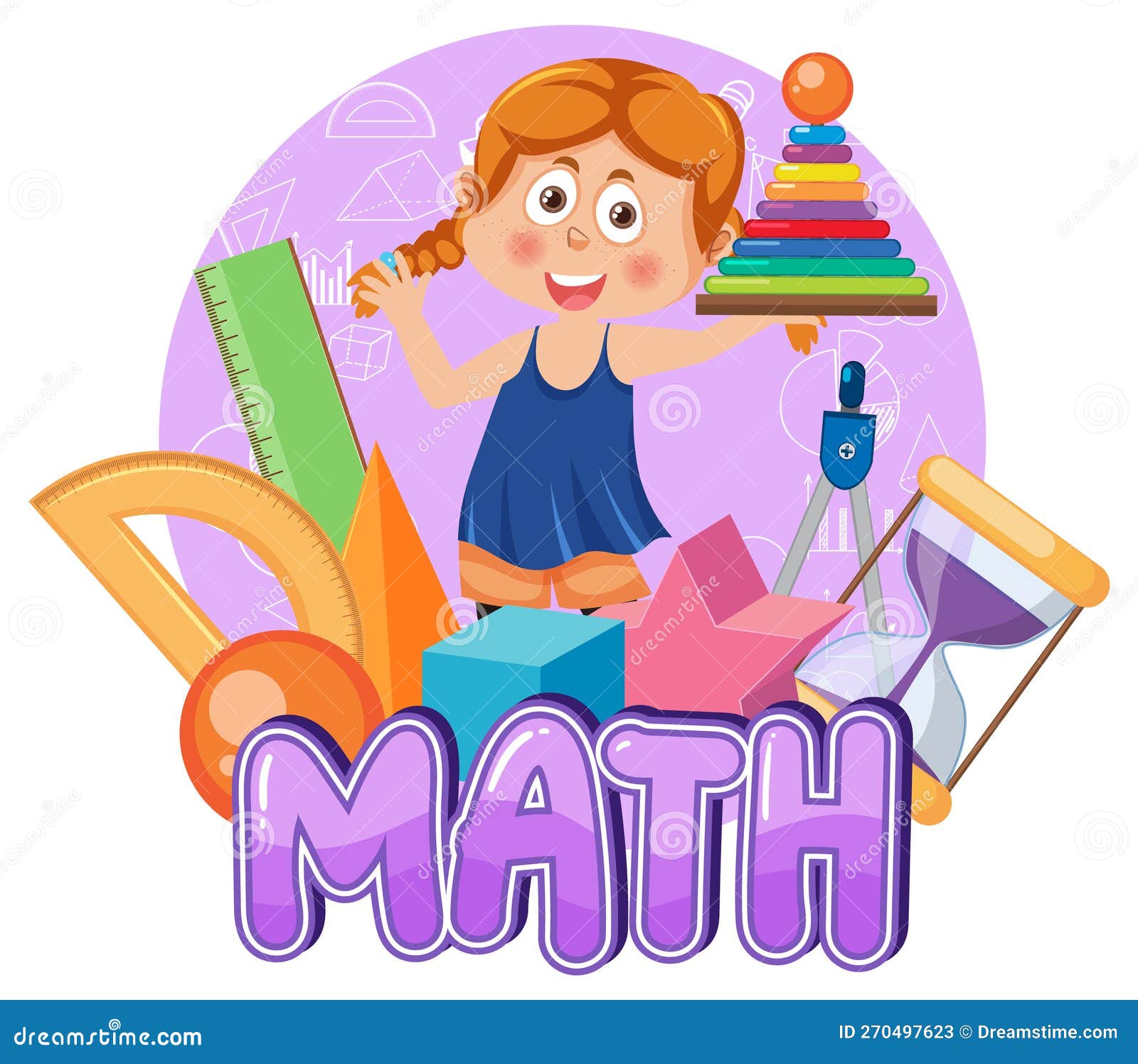 Girl with Math Element Logo Stock Vector - Illustration of cartoon ...