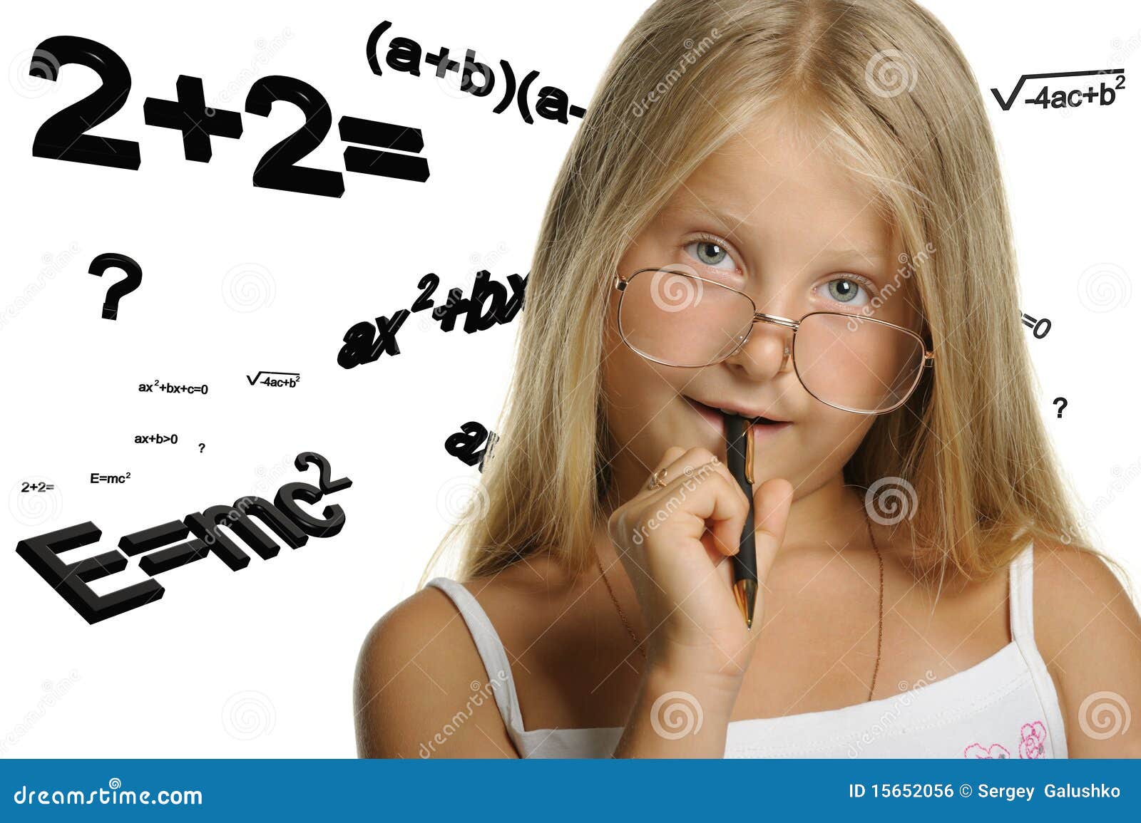 The Girl and Mathematical Formulas Stock Photo - Image of classroom ...