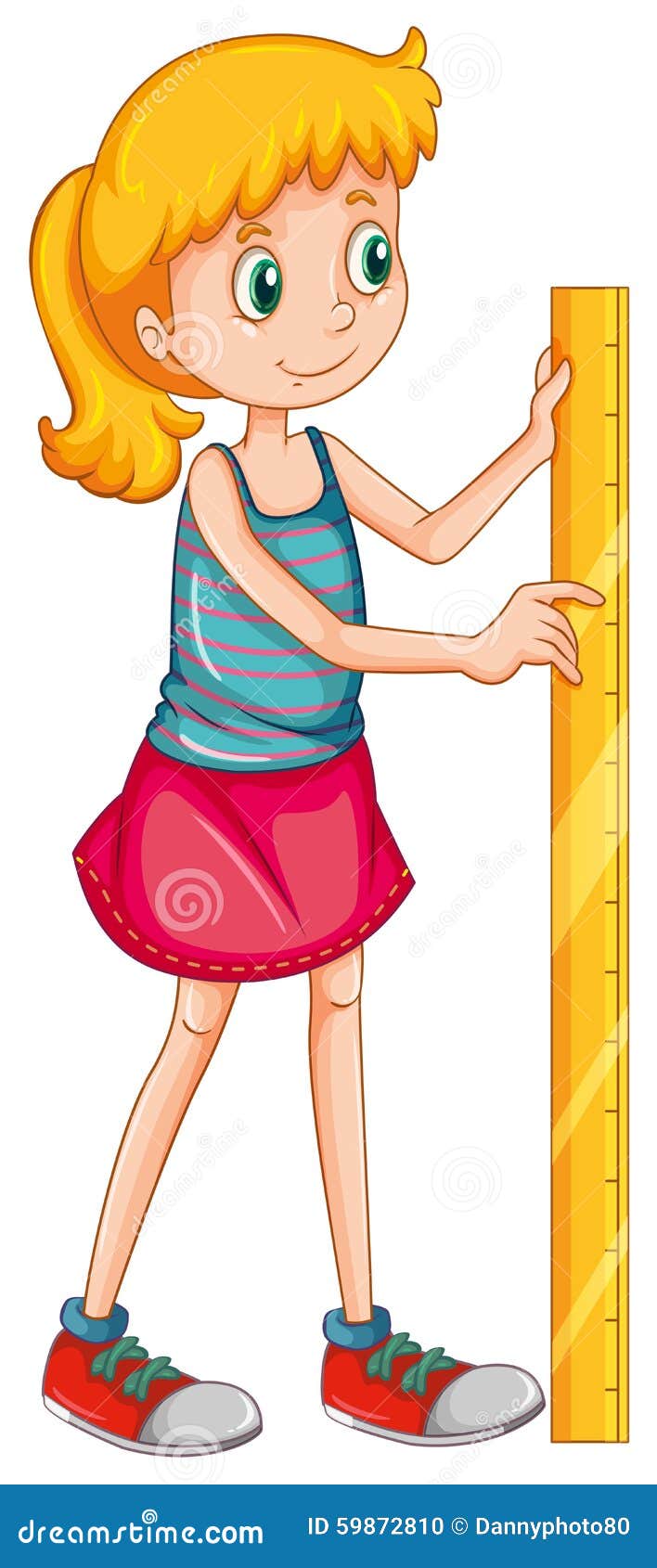 Girl Measuring Height with a Ruler Stock Vector - Illustration of ...