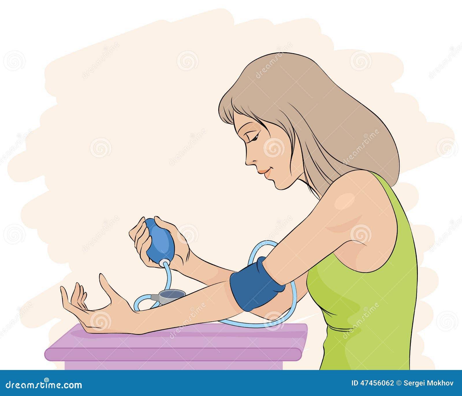 Girl measuring pressure stock vector. Illustration of hospital - 47456062