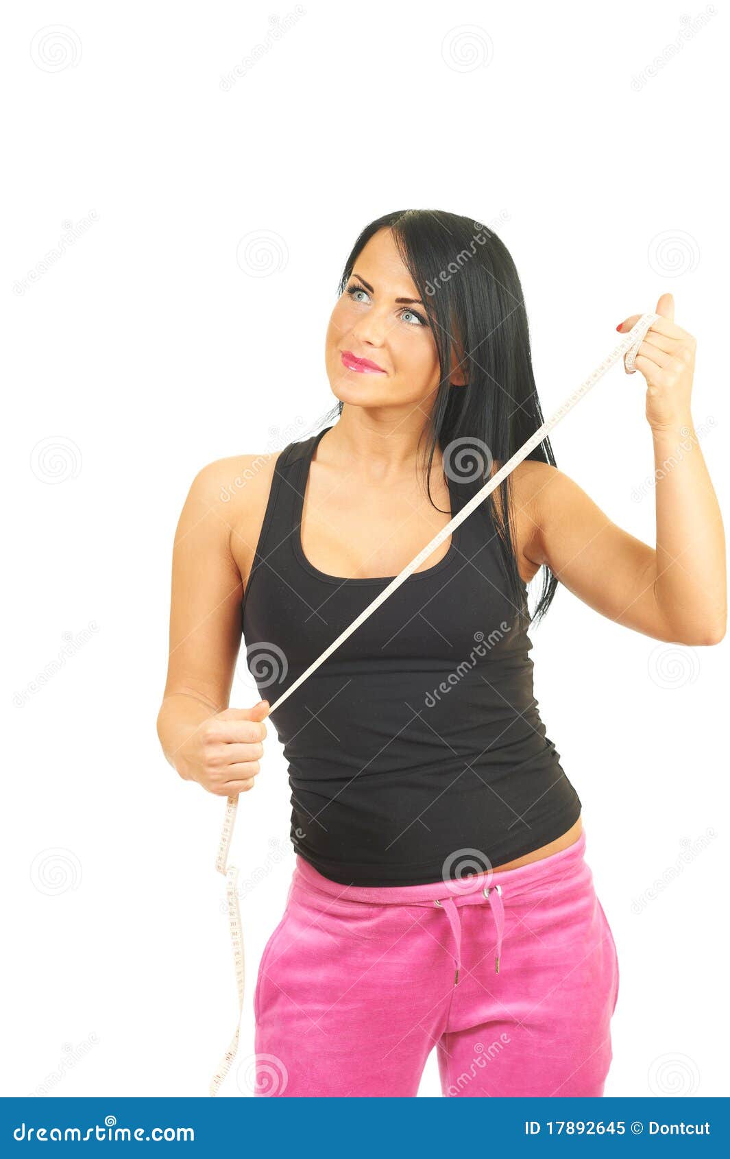 Girl with Measuring Tape Isolated on White Stock Image - Image of ...