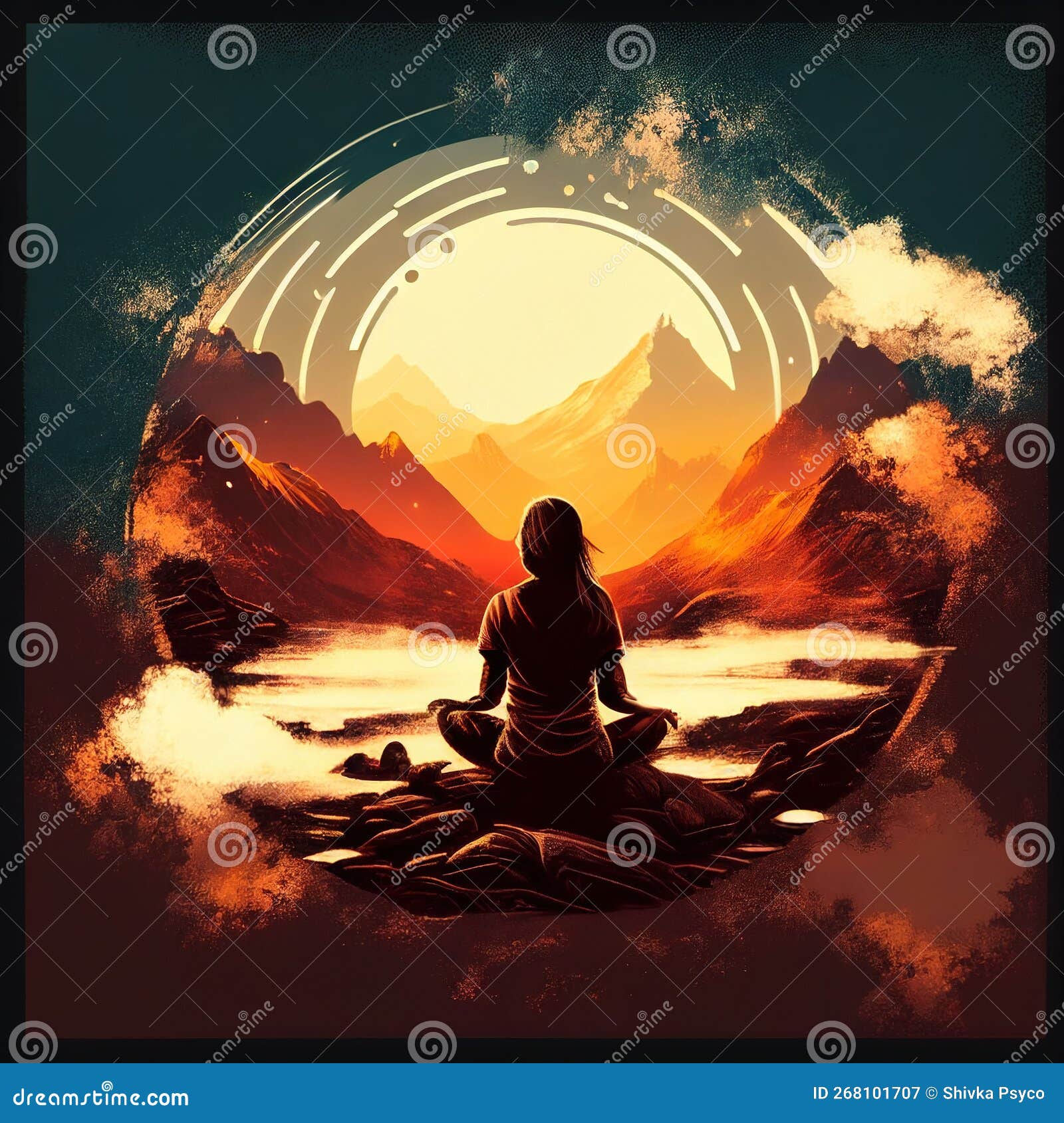 A Girl in Meditation Generative Ai Stock Illustration - Illustration of ...