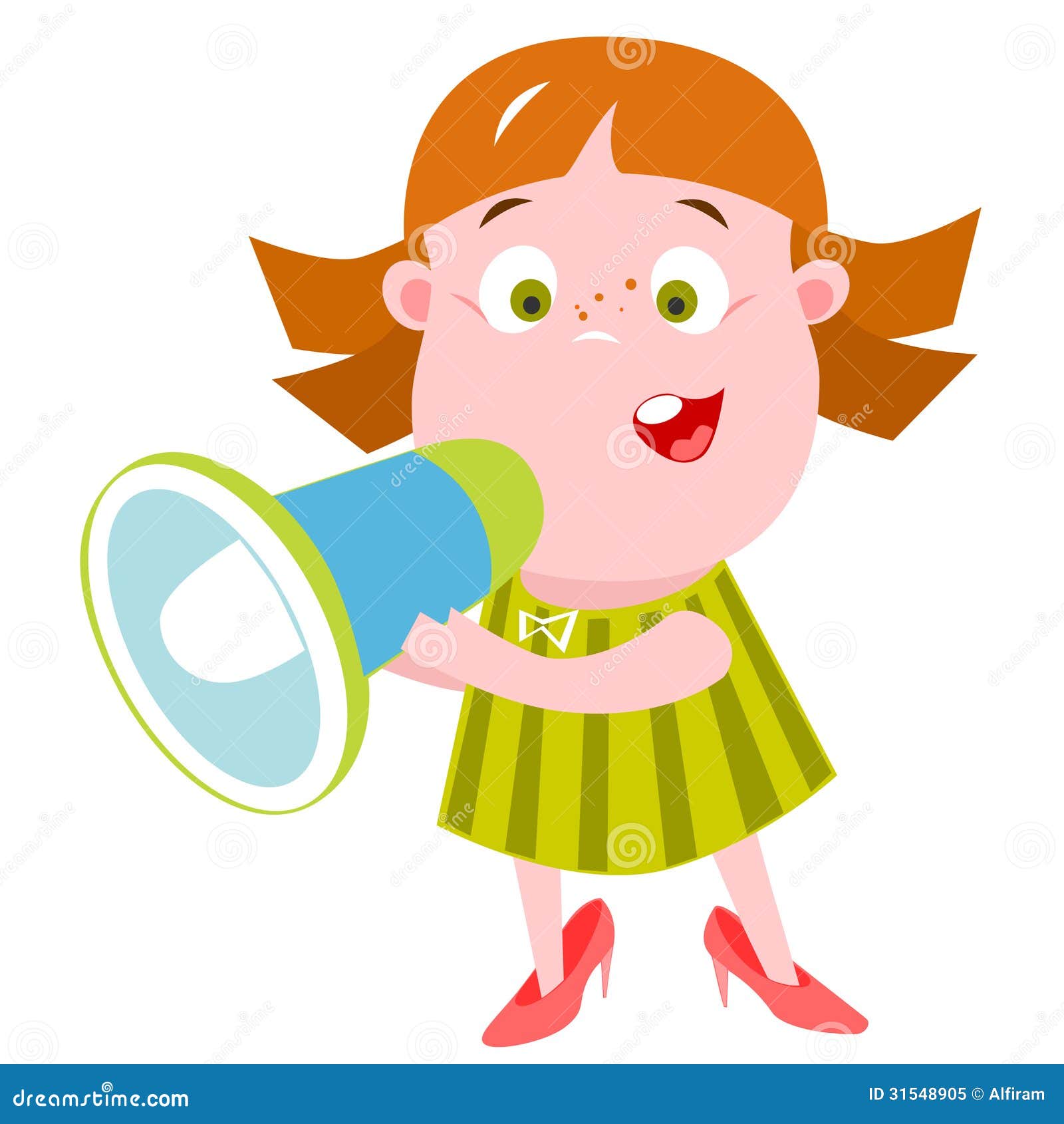 Girl with megaphone stock vector. Illustration of cartoon - 31548905