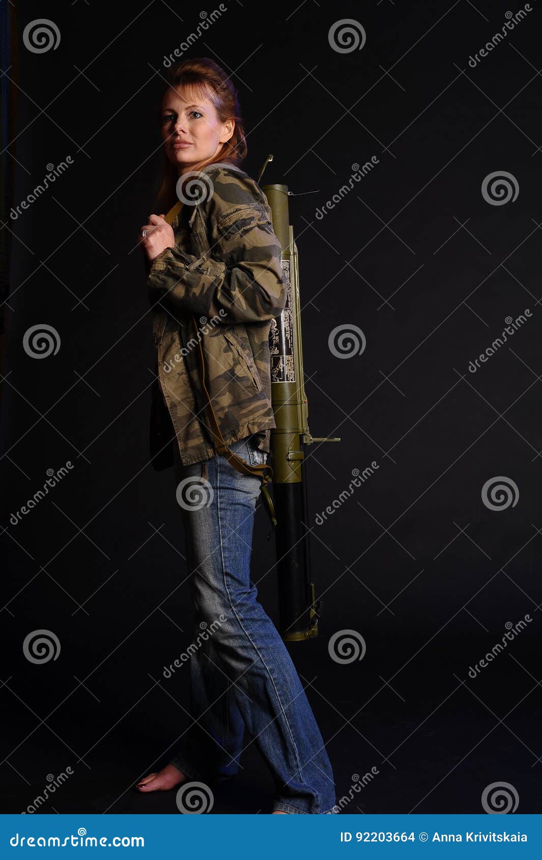 Girl mercenary stock photo. Image of bazooka, high, grenade - 92203664