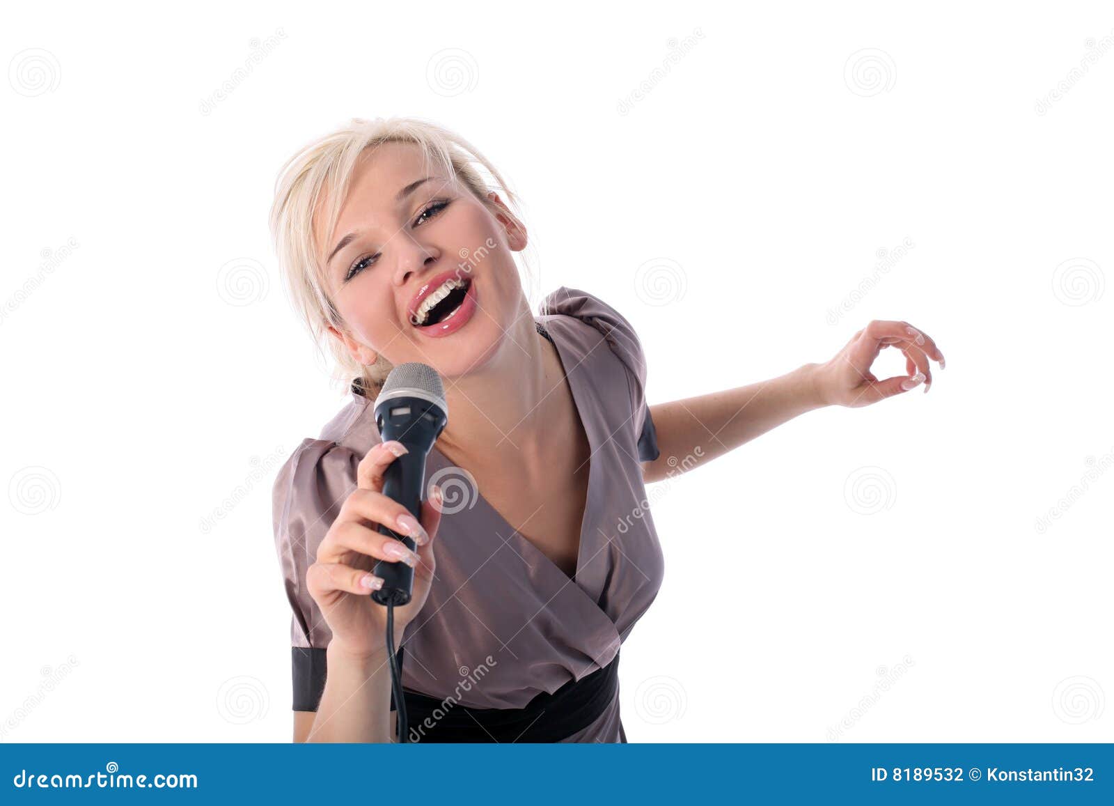 Girl with mic stock photo. Image of isolated, perform - 8189532