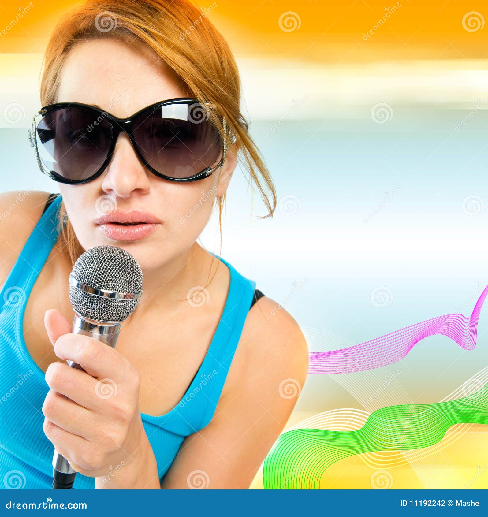 Girl with a microphone stock photo. Image of crazy, glass - 11192242