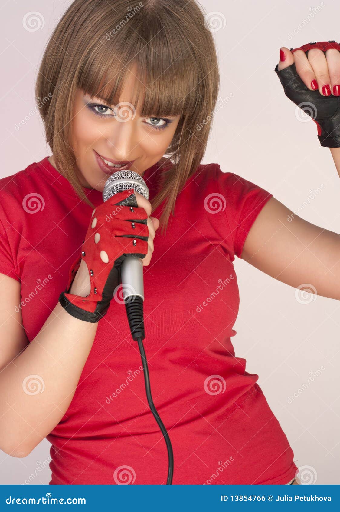 Girl with microphone stock photo. Image of beautiful - 13854766