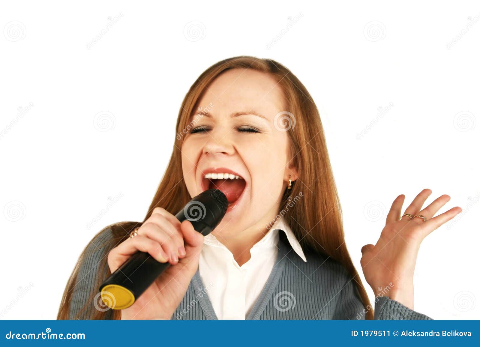 Girl with a microphone stock image. Image of performer - 1979511