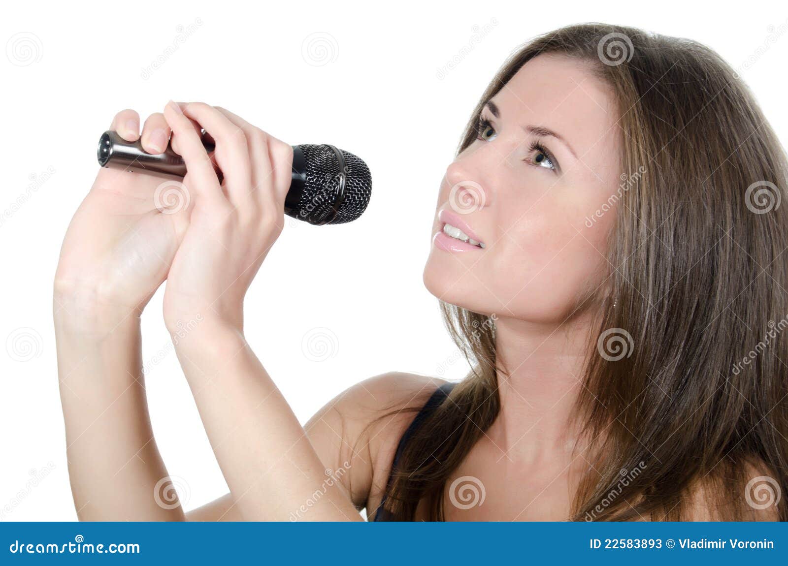 The girl with a microphone stock image. Image of hands - 22583893