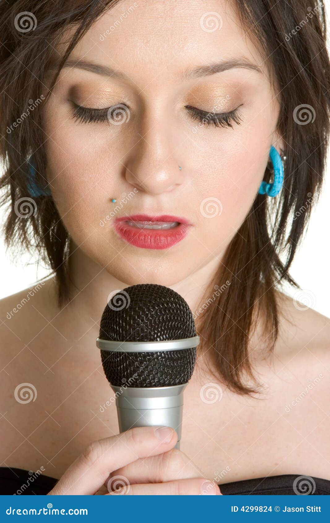 Girl with Microphone stock photo. Image of woman, people - 4299824