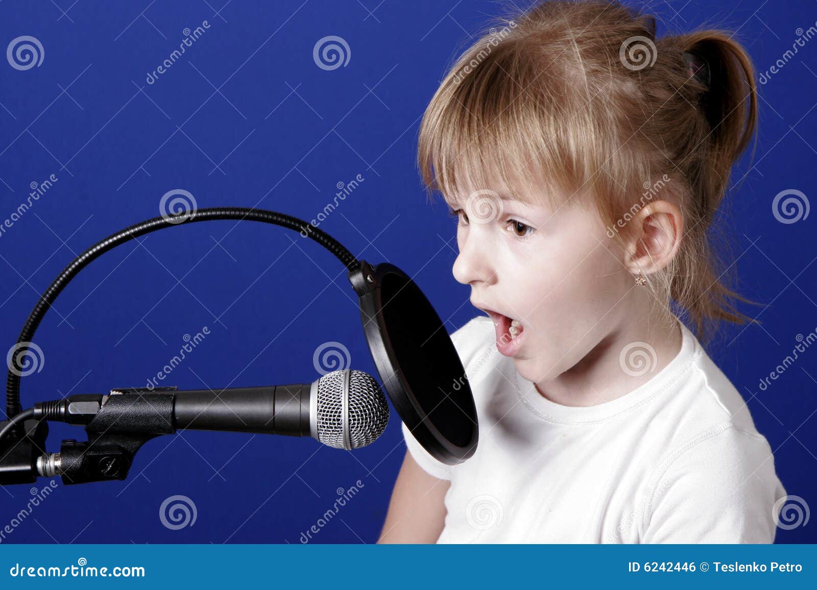 Girl with microphone stock photo. Image of offspring, children - 6242446
