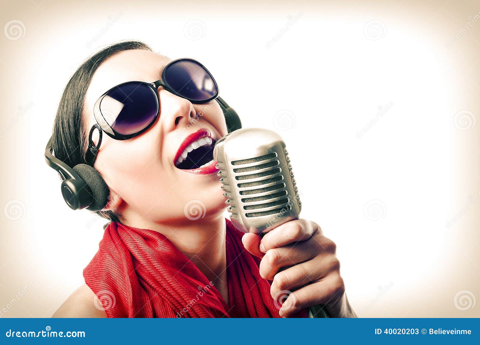 Girl with microphone stock image. Image of live, musical - 40020203