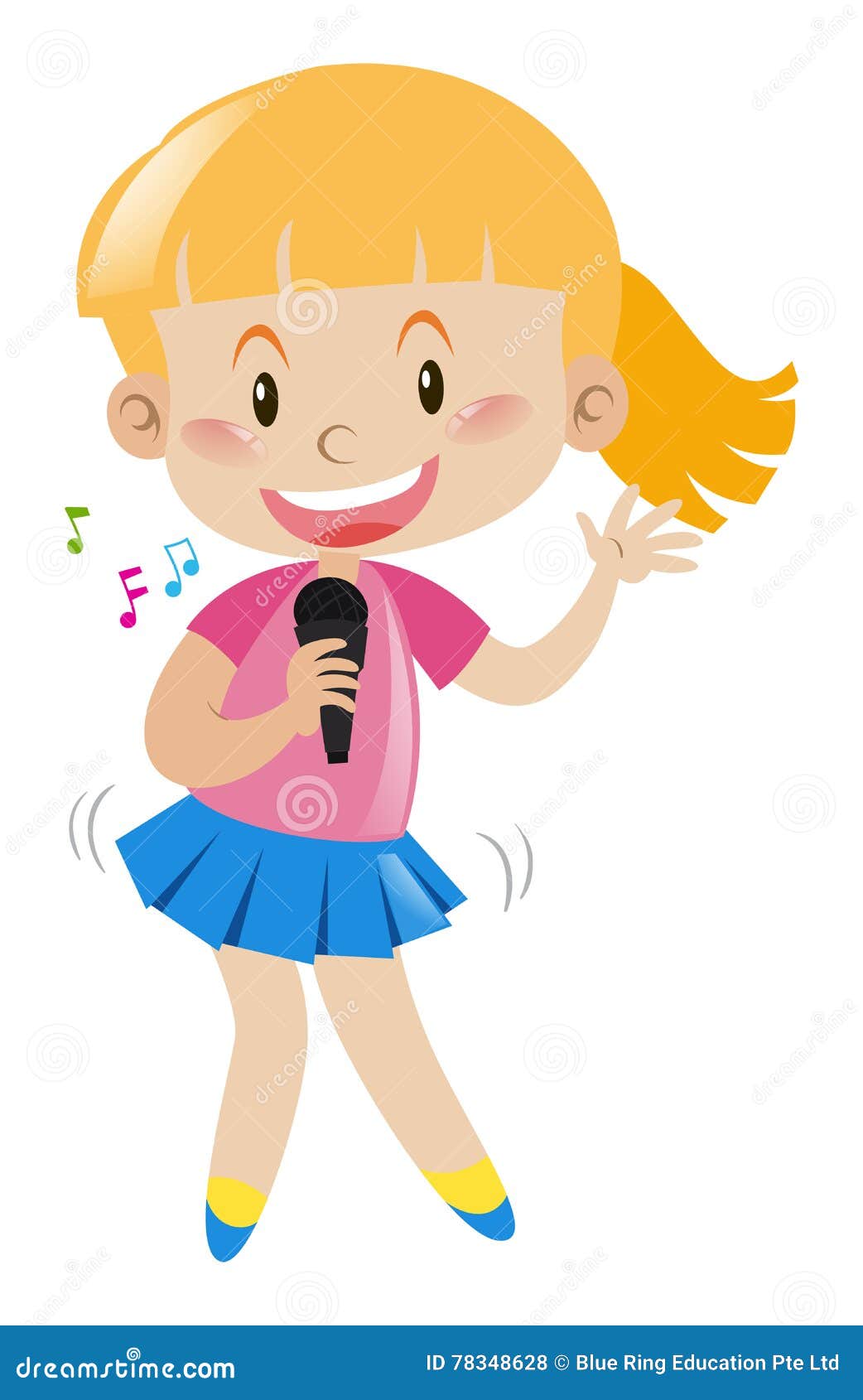 Girl with Microphone Singing and Dancing Stock Vector - Illustration of ...