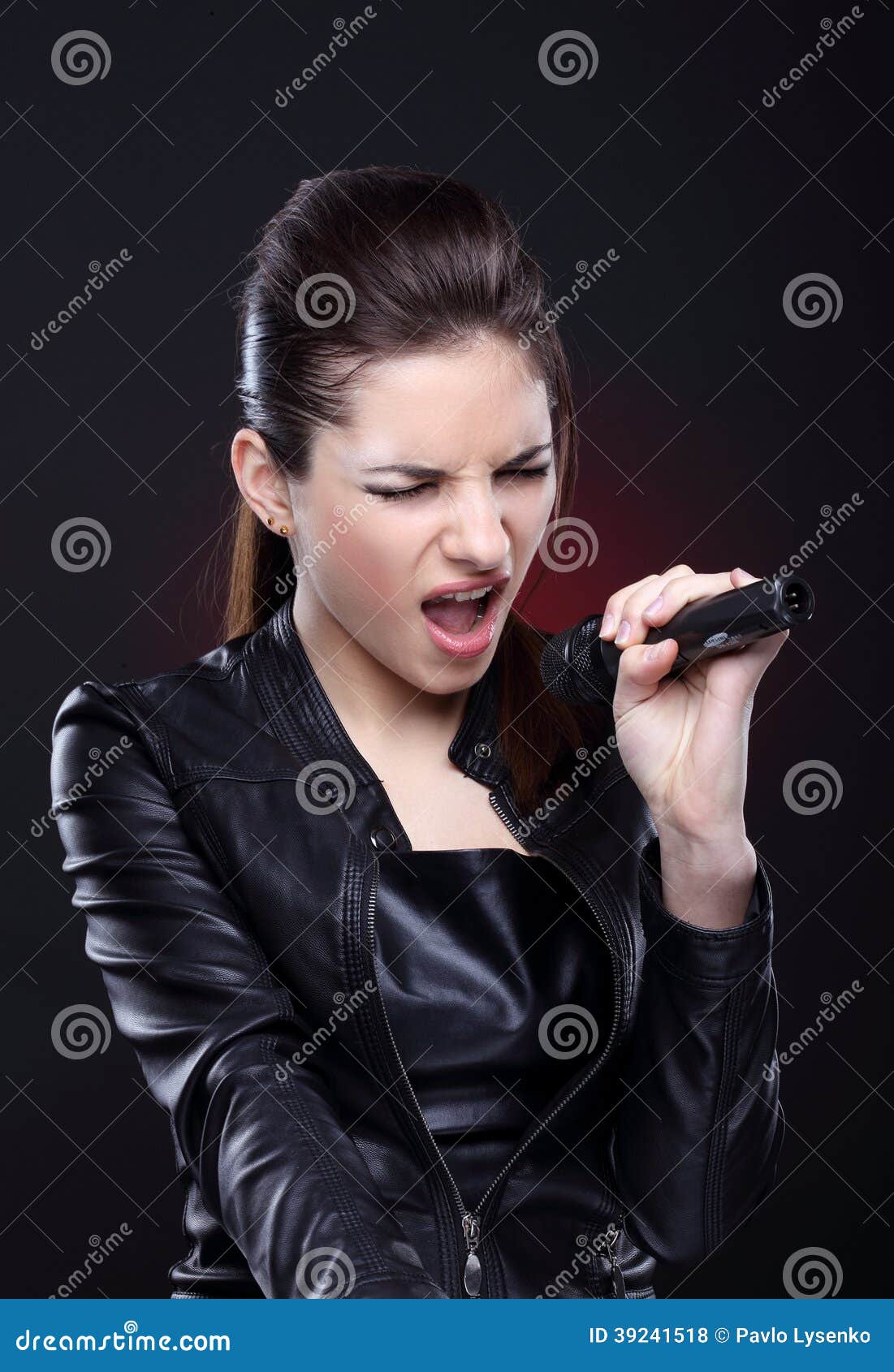 Girl with microphone stock photo. Image of beautiful - 39241518