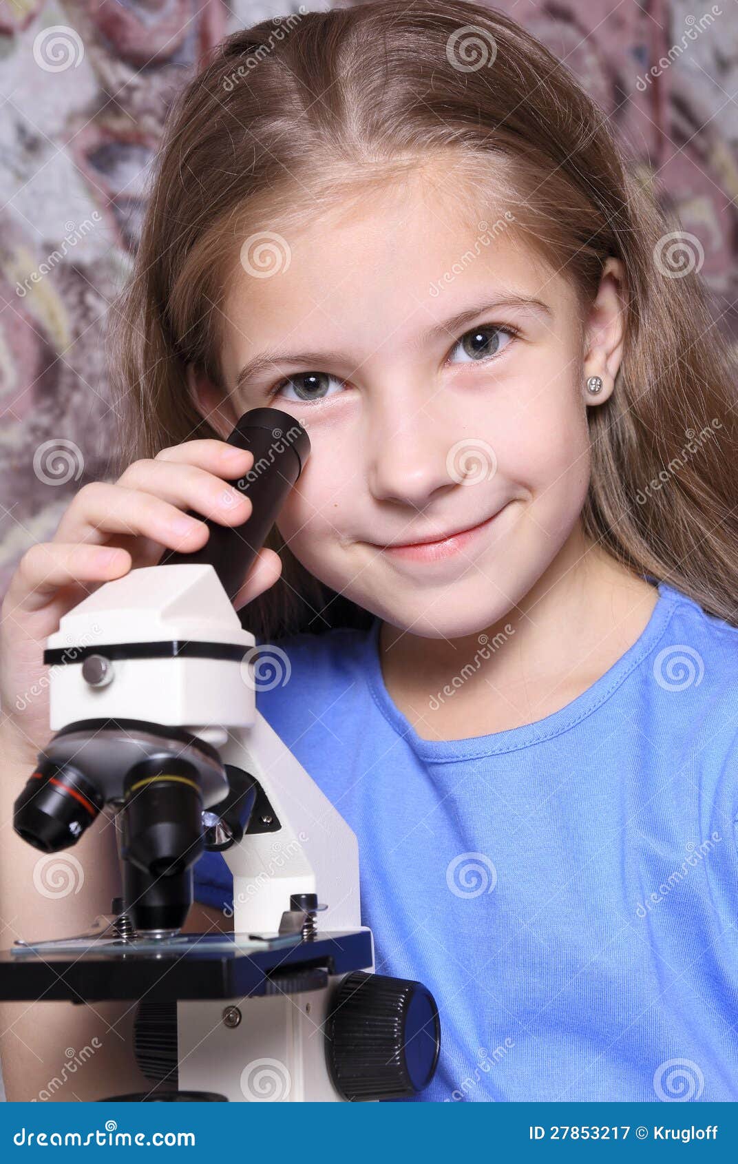 Girl with microscope stock image. Image of happy, longhaired - 27853217