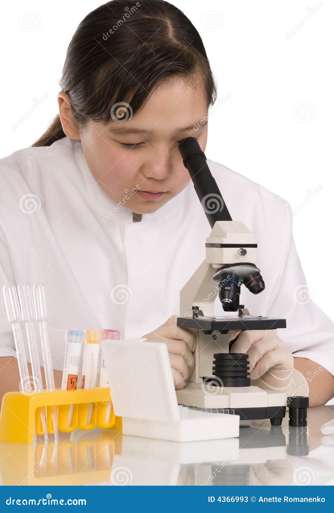 Girl With Microscope. Stock Image | CartoonDealer.com #4366993