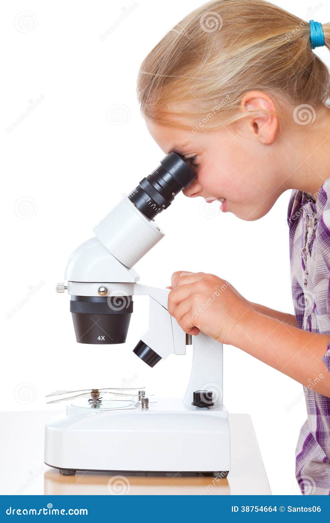 Girl with microscope stock photo. Image of science, learning - 38754664