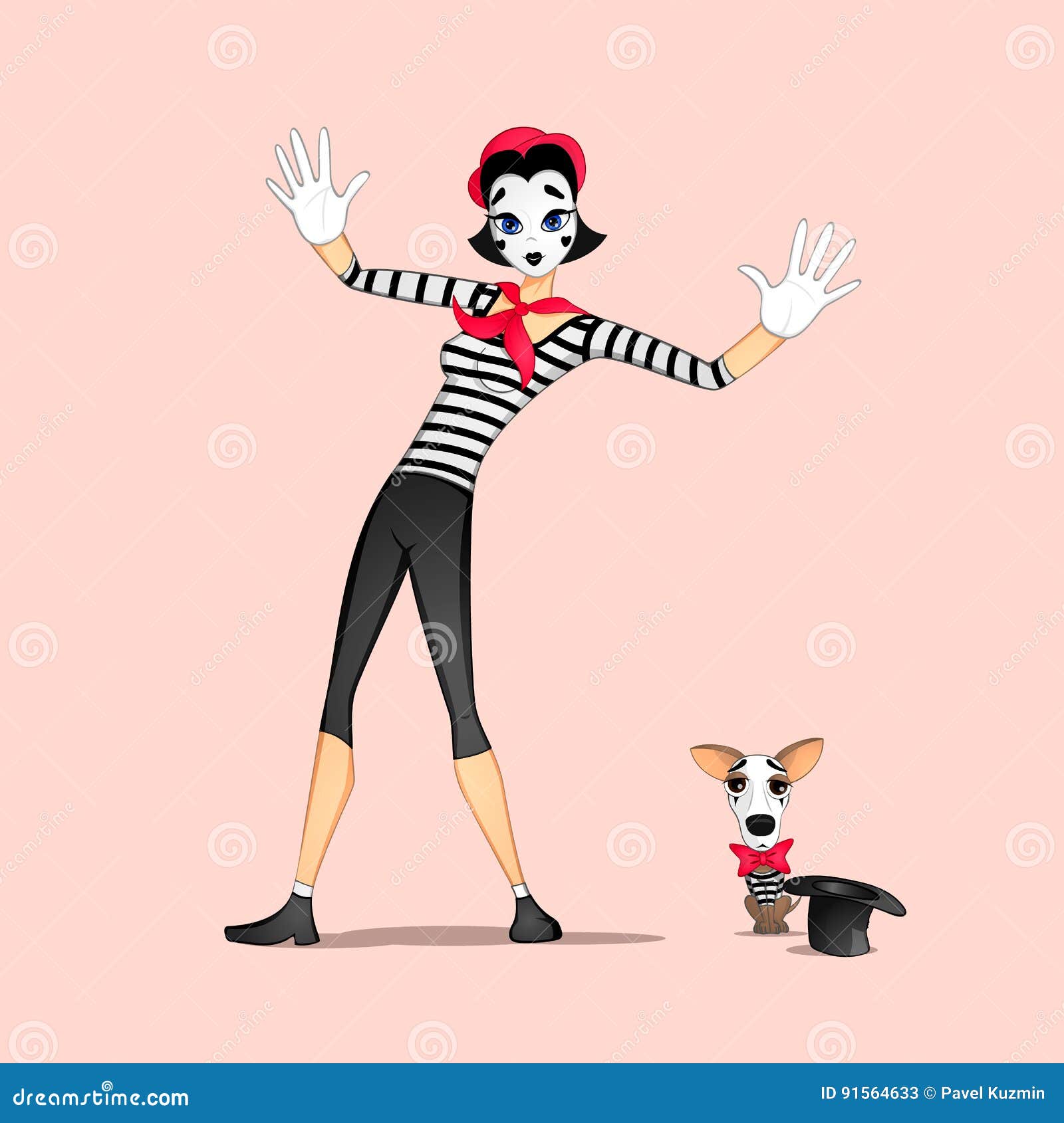 Girl mime performance stock illustration. Illustration of pantomime ...