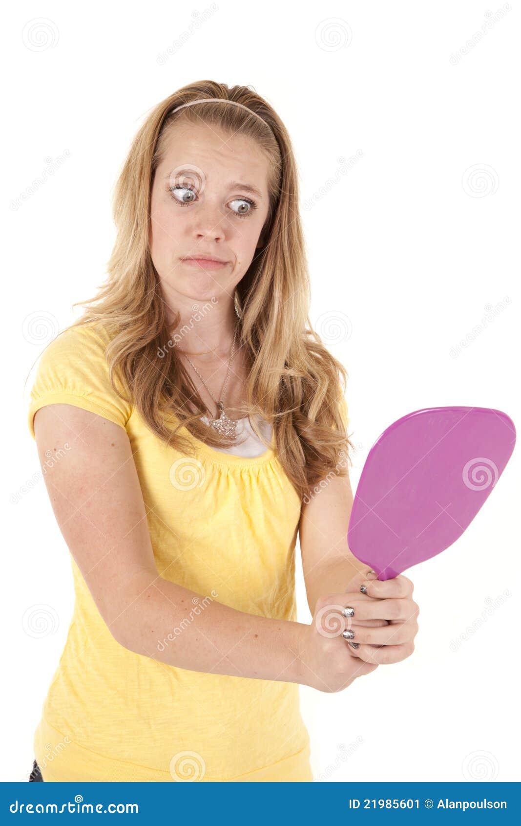 Girl mirror unsure stock image. Image of headshot, isolated - 21985601