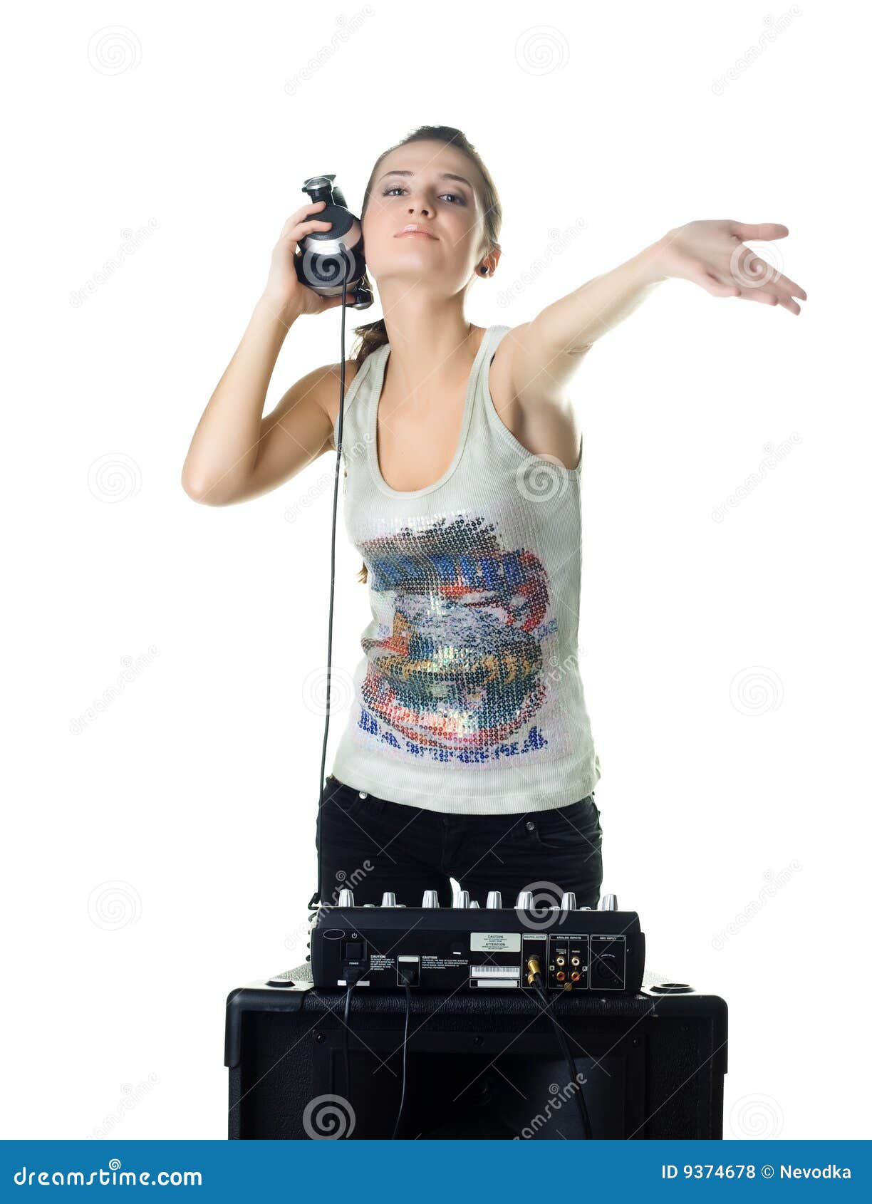 Girl mixing music stock photo. Image of deck, music, portrait - 9374678