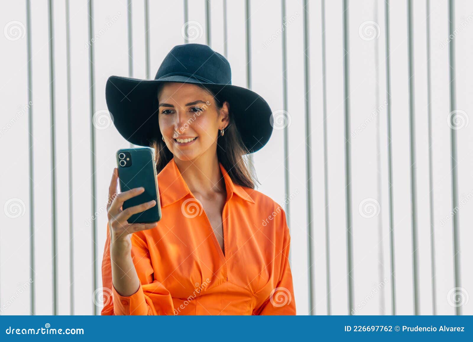 Girl with Mobile Phone and Hat Stock Photo - Image of hipster ...