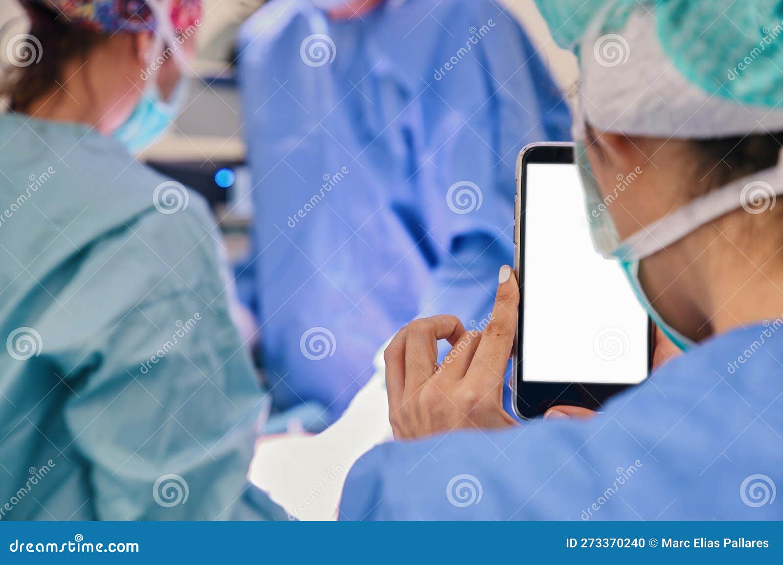 Girl with Mobile Phone in Surgery Room Stock Photo - Image of character ...
