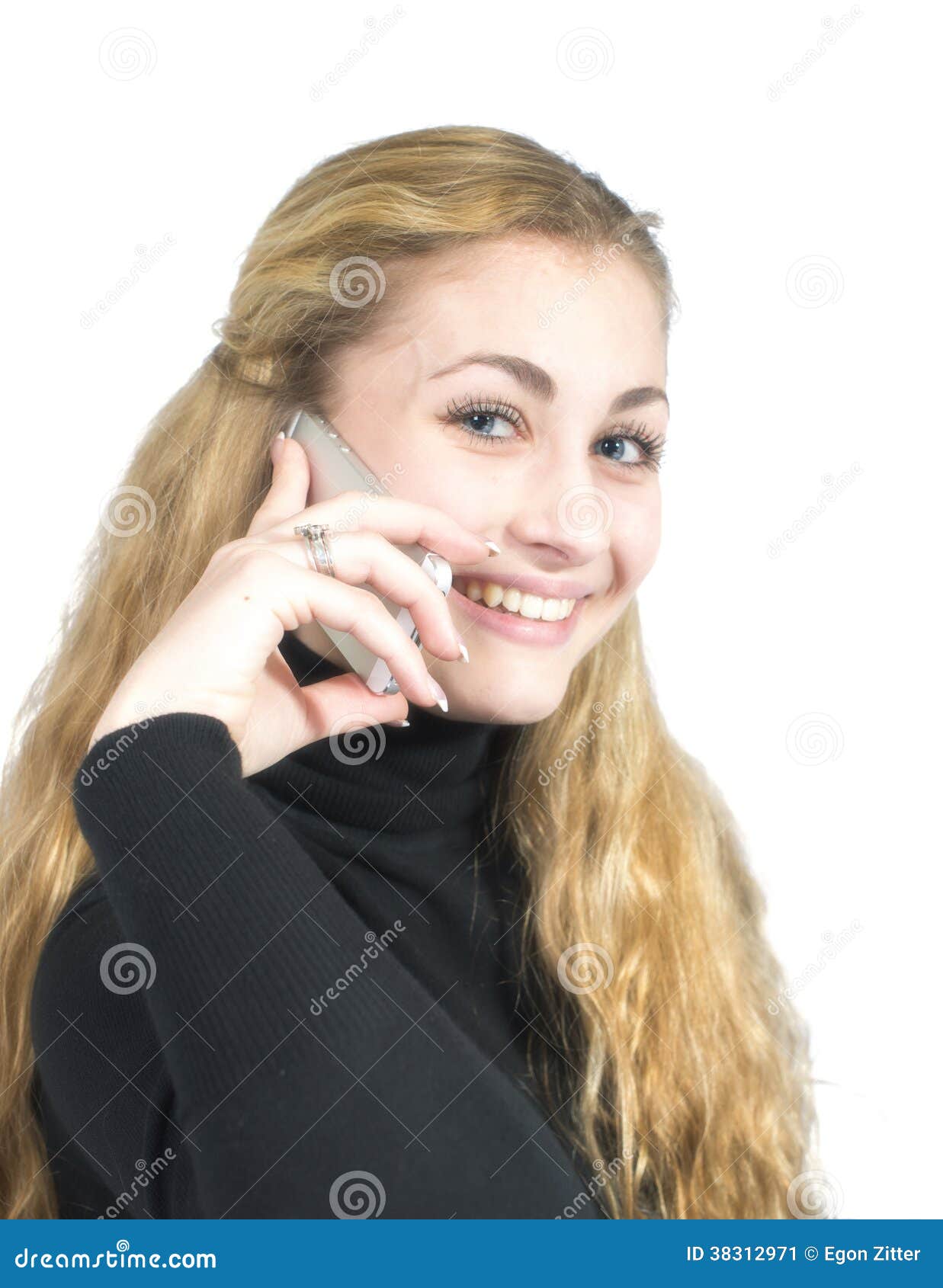 Girl with mobile telephone stock image. Image of communication - 38312971
