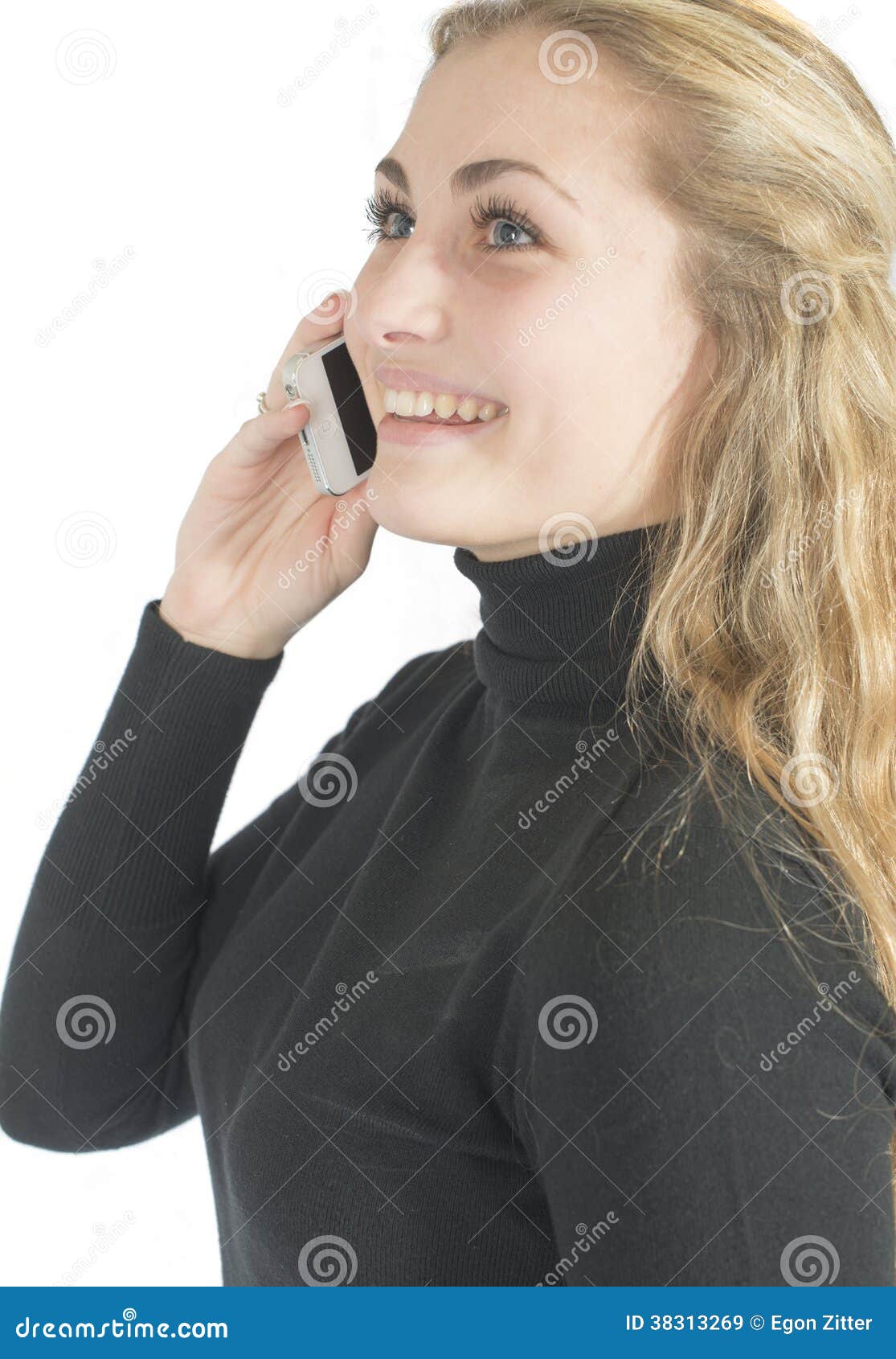 Girl with mobile telephone stock image. Image of smile - 38313269